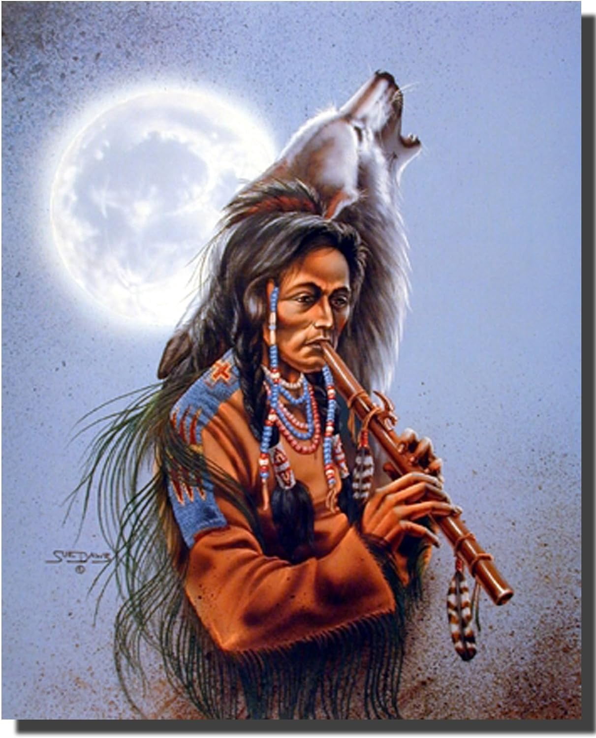 AEFER Tribal Wolf Song Native American Wall Decor Art Print Poster ...