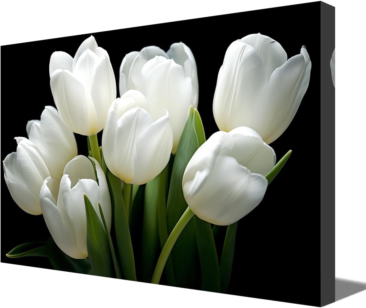 AEFER Tulip Canvas Wall Art Elegant White Flower Picture Prints Floral ...