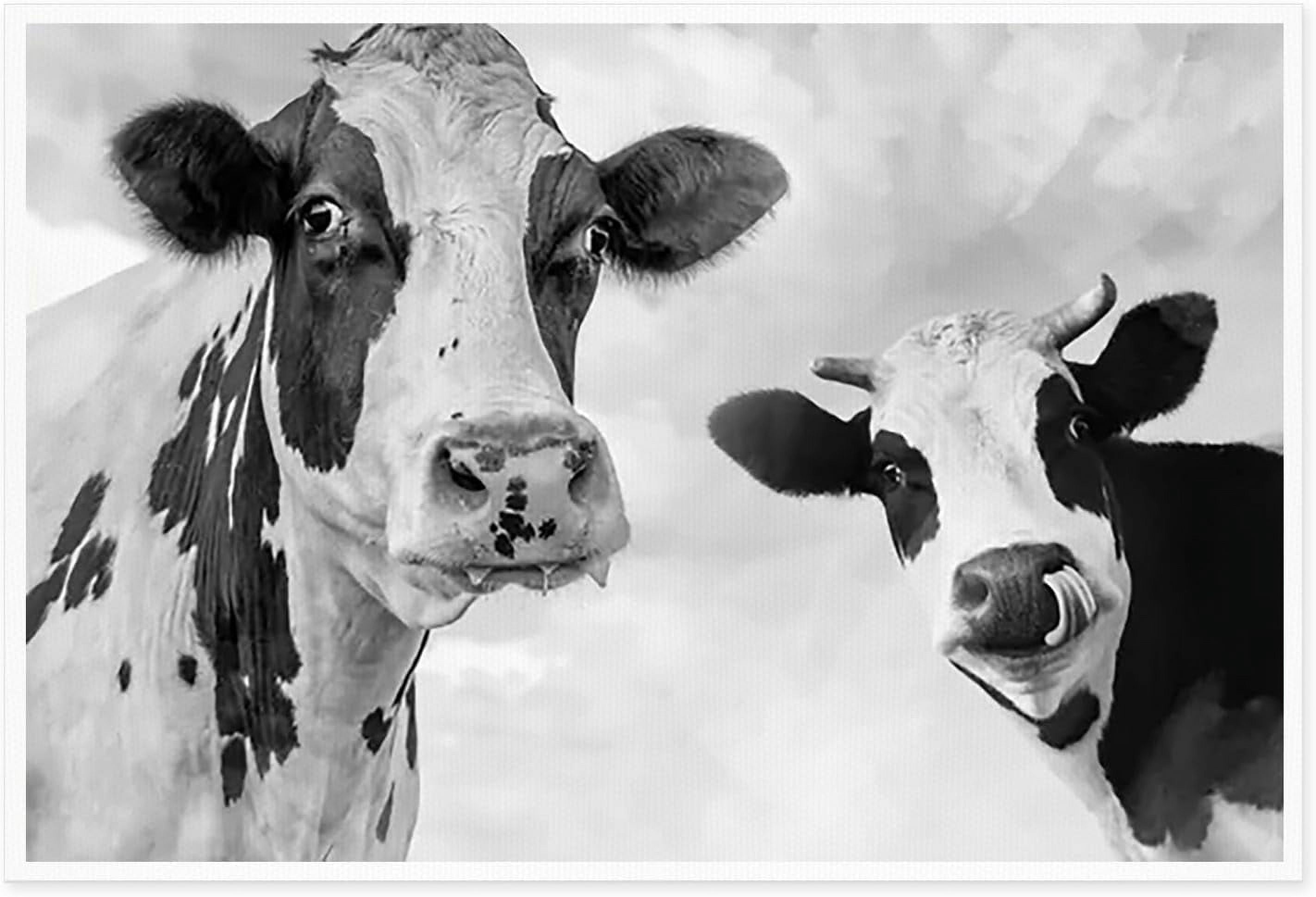 AEFER Two Cows Canvas Painting Modern Abstract Wall Art Animal Posters ...