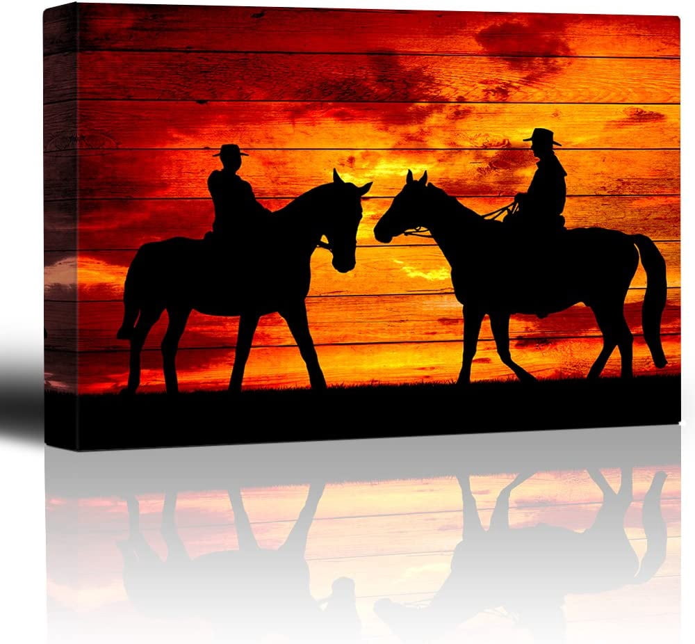 AEFER - Two Riders Meet While on Horseback - Sunset on The Range ...