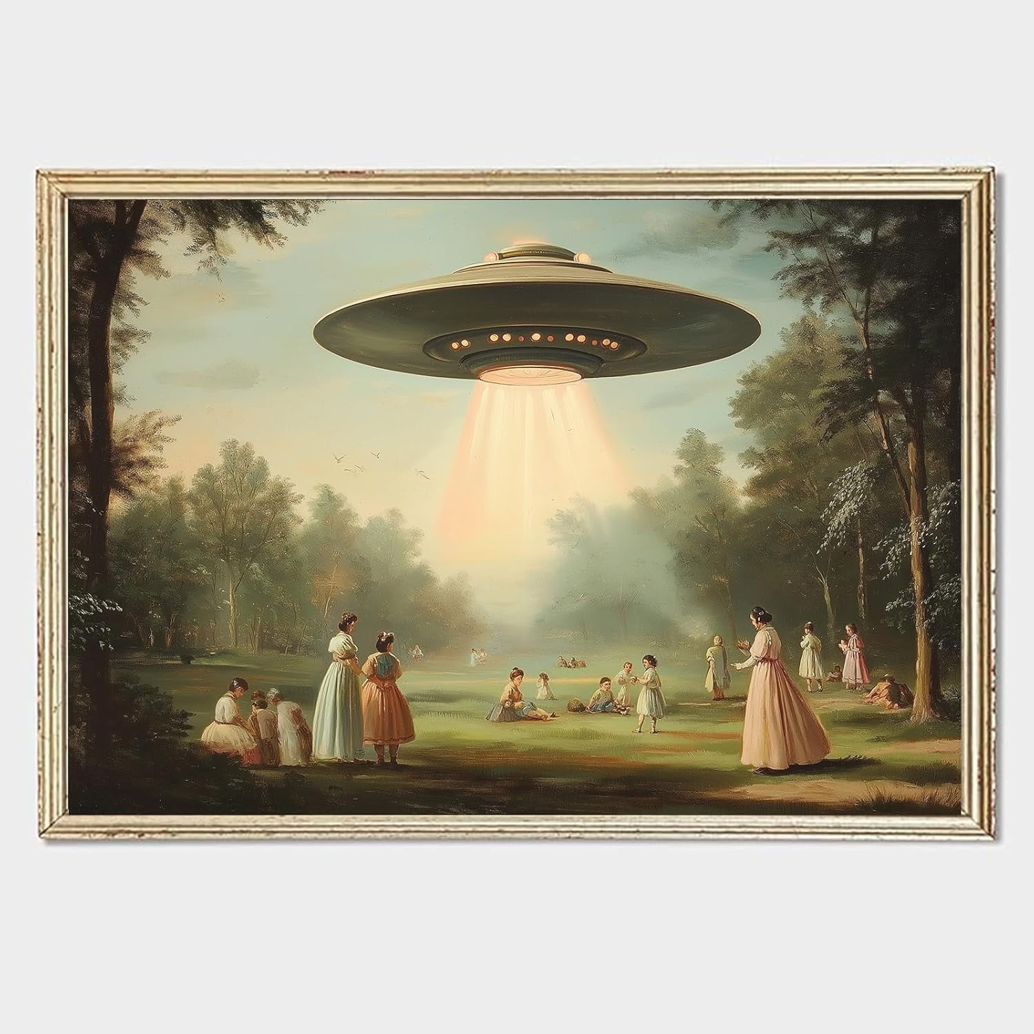 AEFER Ufo Canvas Wall Art Alien Abduction Spaceship Posters Paintings ...