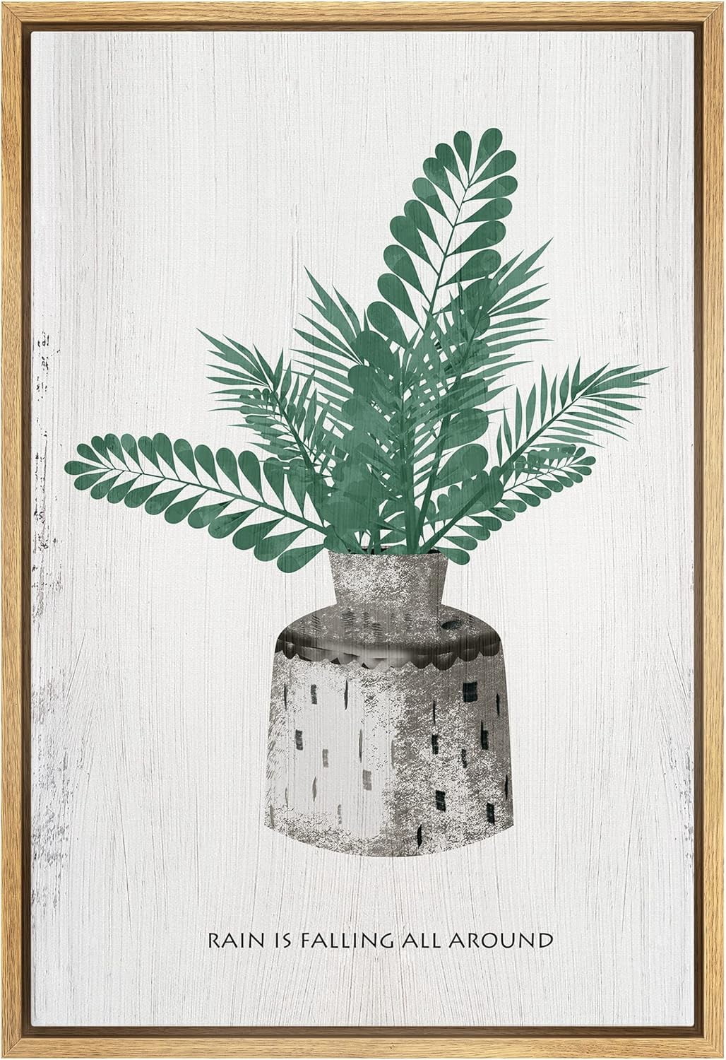 AEFER Unframe Canvas Print Wall Art Green Fern in Ceramic Vase Floral ...