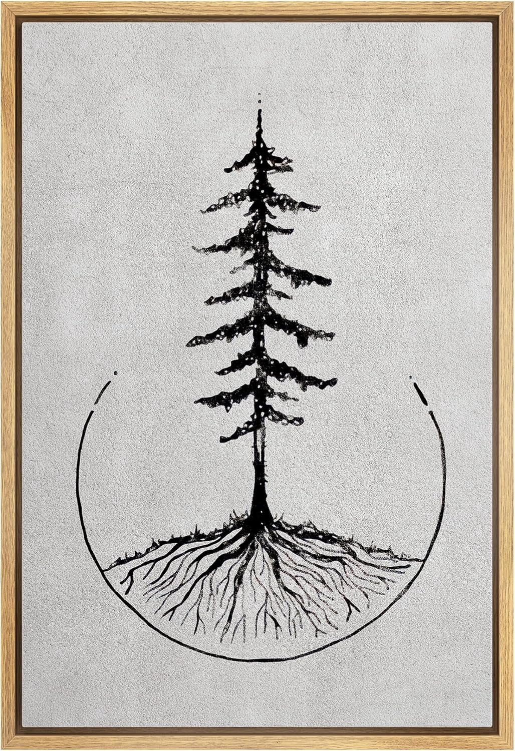 AEFER Unframe Canvas Print Wall Art Pine Tree & Roots in Semi Circle ...
