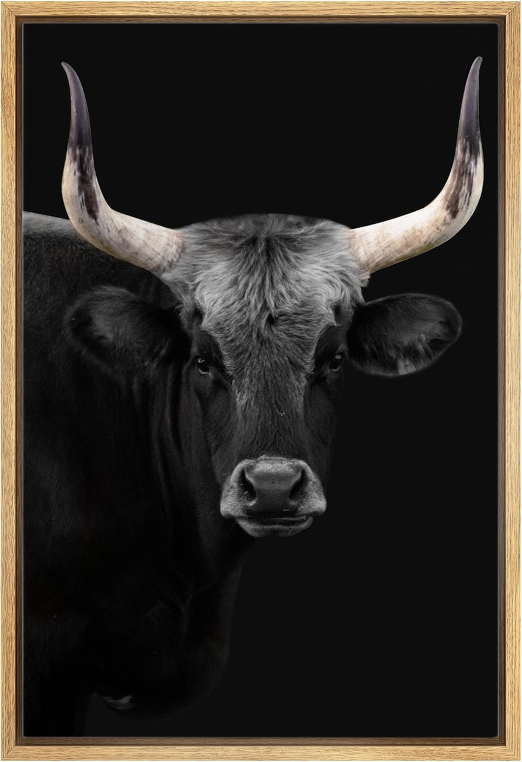 AEFER Unframe Canvas Print Wall Art Rustic Farmhouse Cow Bull Portrait ...