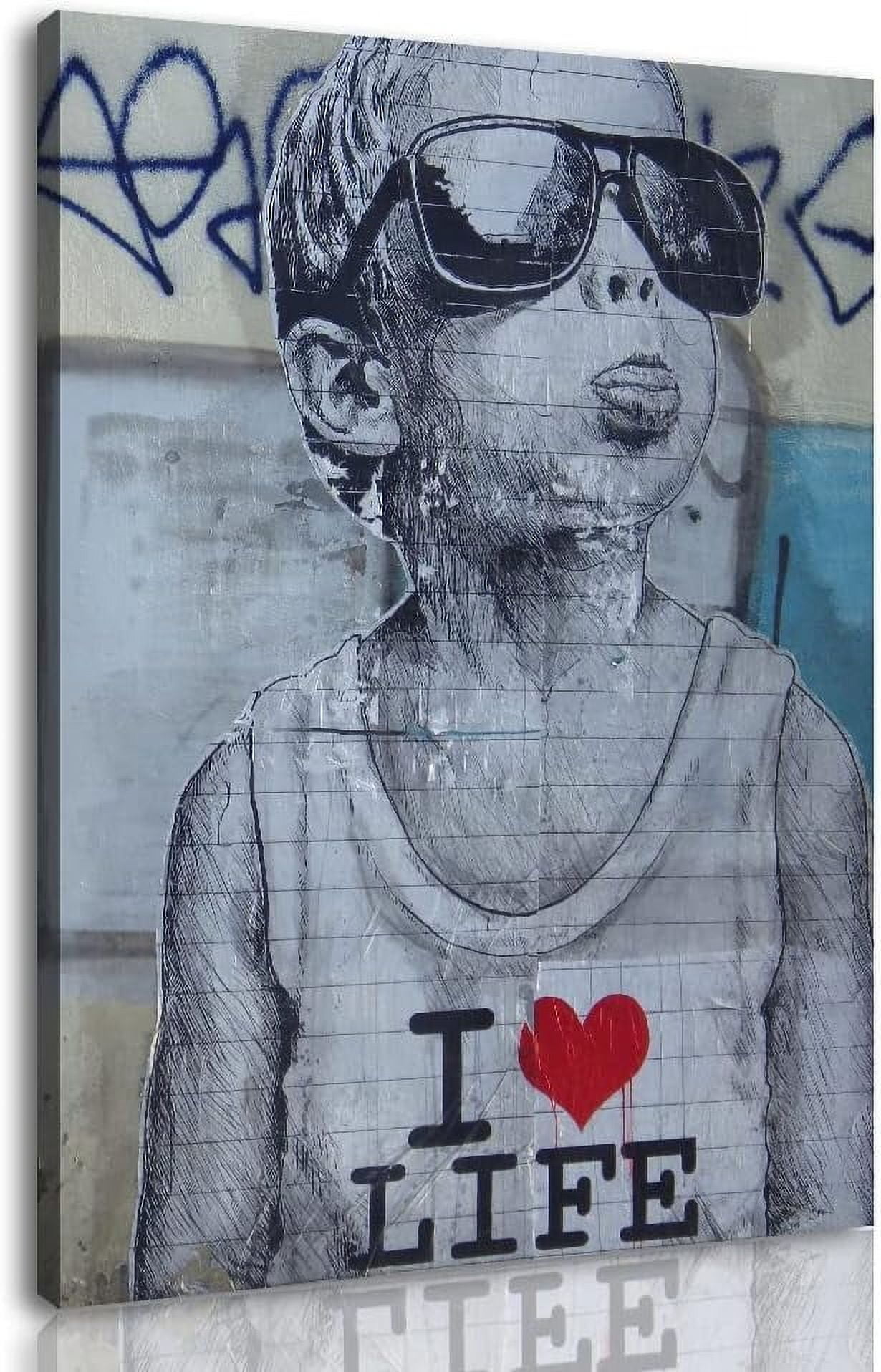 AEFER Unframed Banksy Street Graffiti Wall Art, Abstract Canvas Print ...