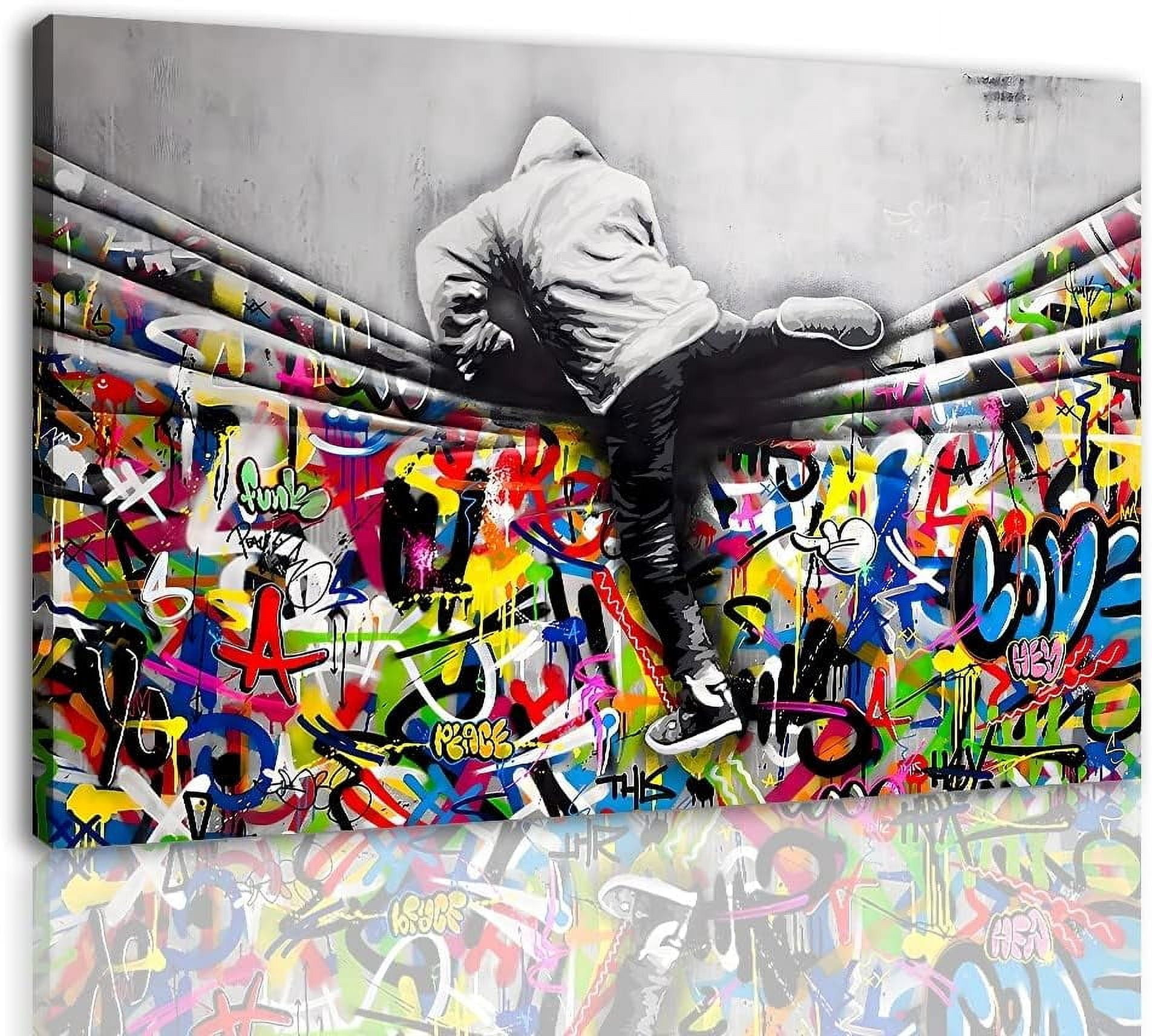 AEFER Unframed Banksy Street Graffiti Wall Art Decor Large Abstract ...