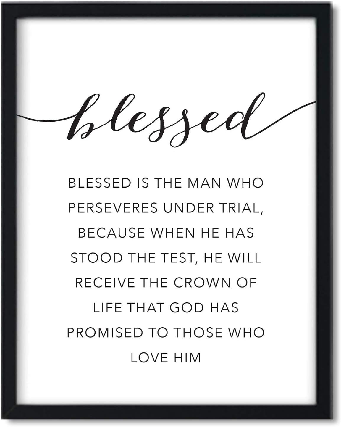 AEFER Unframed Black White Wall Art Decor, Bible Verses, James 1:12 ...