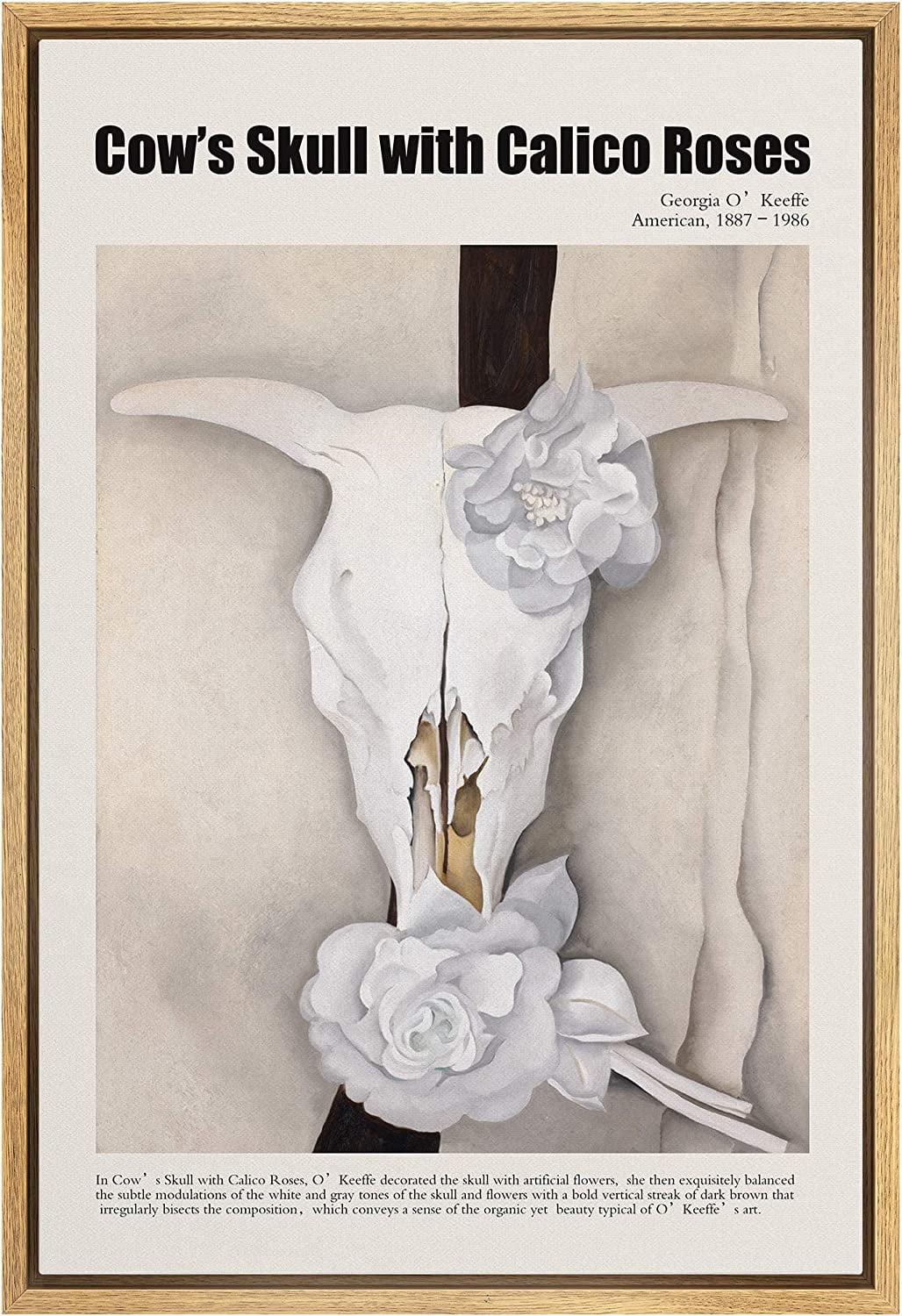 AEFER Unframed Canvas Print Wall Art Cow's Skull with Calico Roses ...