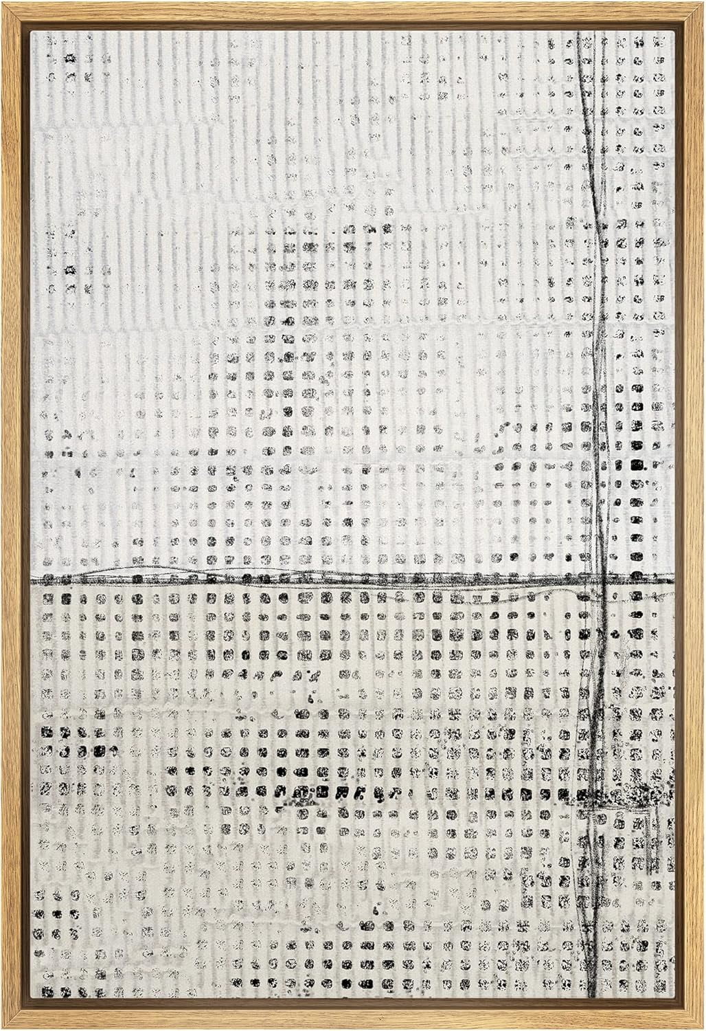 AEFER Unframed Canvas Print Wall Art Grunge White Tan Geometric Grid ...