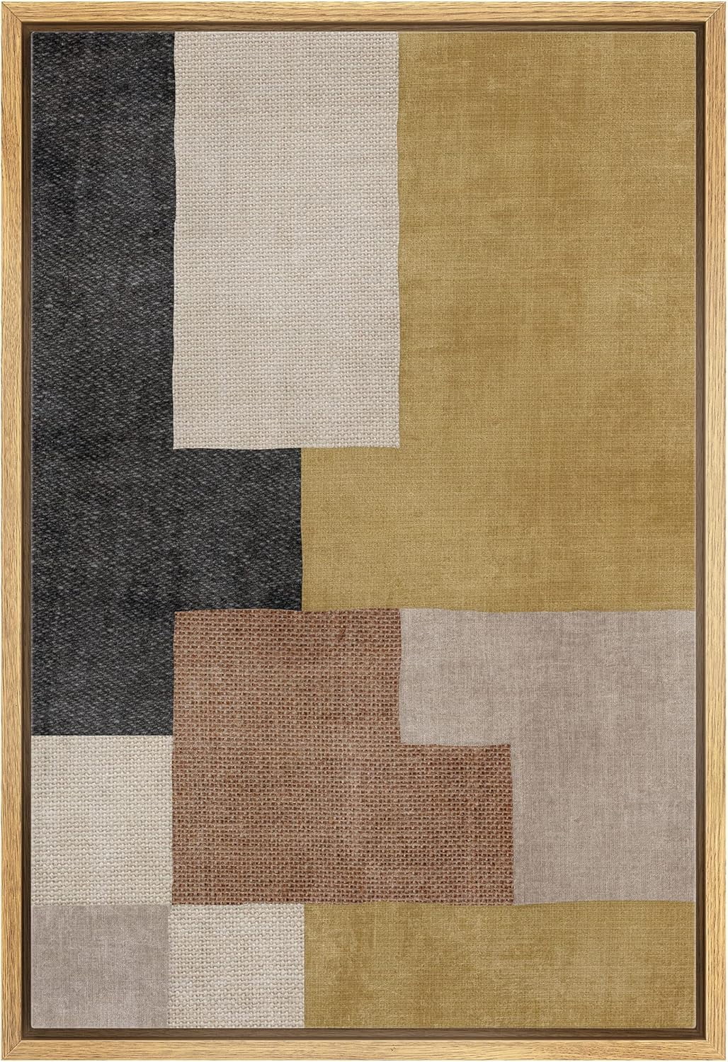 AEFER Unframed Canvas Print Wall Art Mid-Century Yellow Gray Blocks ...