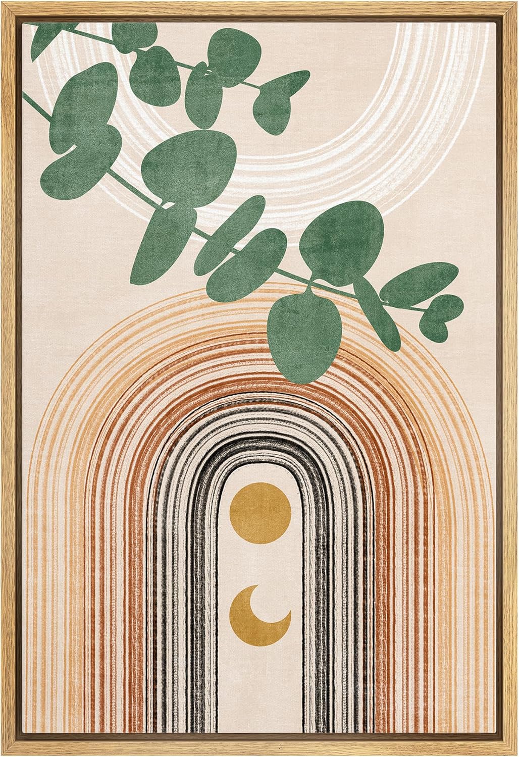 AEFER Unframed Canvas Print Wall Art Sun & Crescent Moon Geometric ...