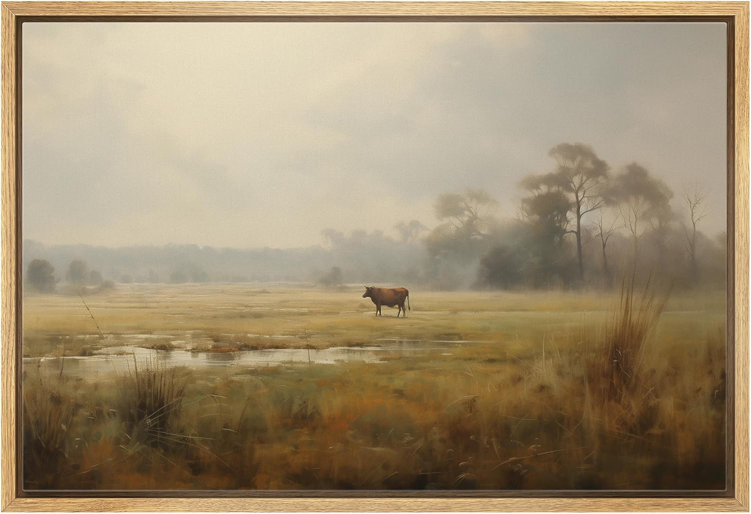 AEFER Unframed Canvas Print Wall Art Tranquil Pastoral Scene with Lone ...