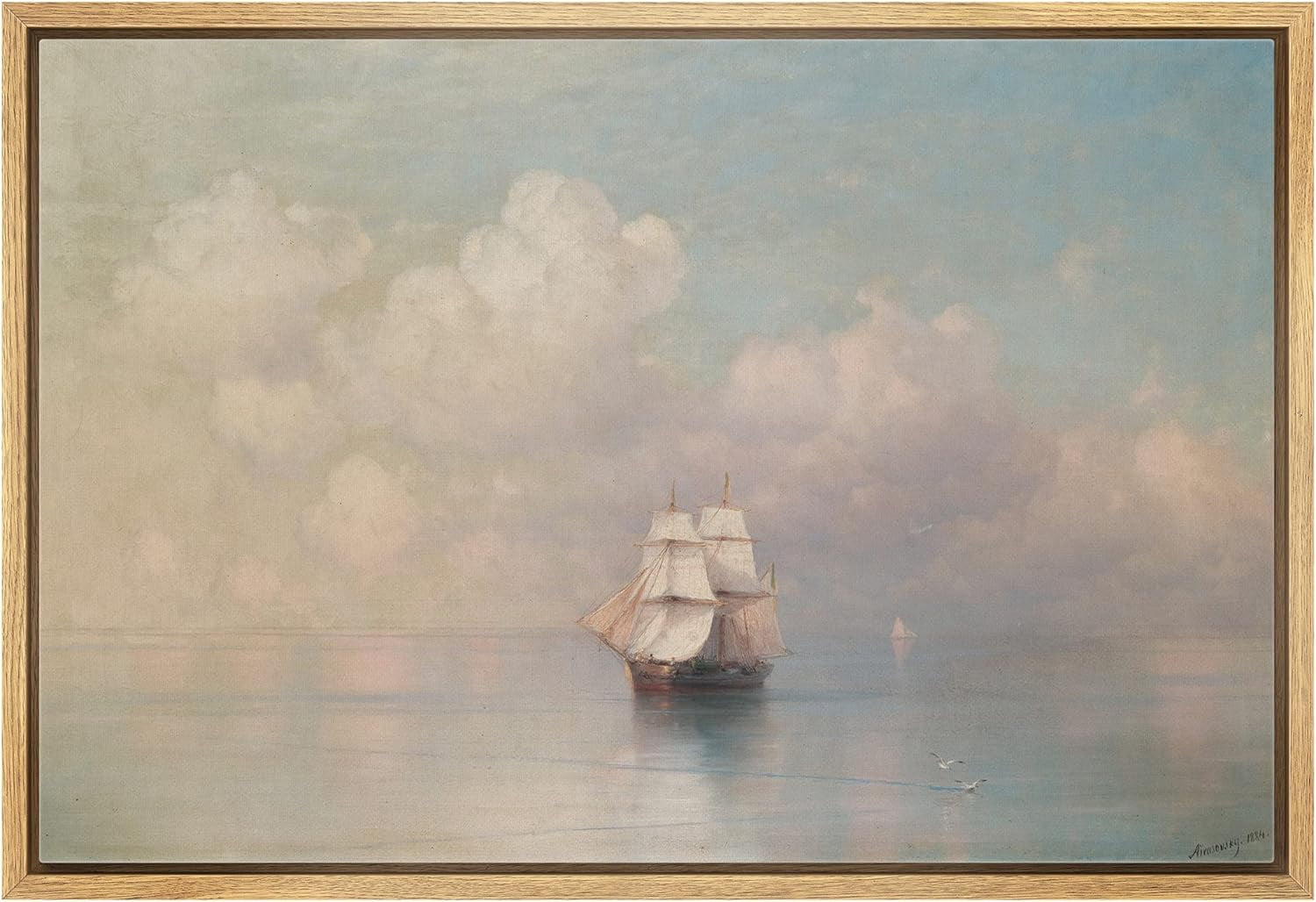 AEFER Unframed Canvas Print Wall Art Vintage Retro Sailing Ship Ocean ...