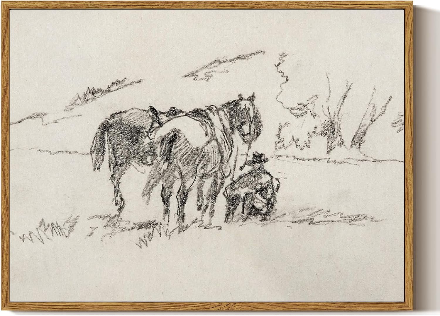 AEFER Unframed Canvas Wall Art, Western Wall Decor, Minimalist Sketch ...