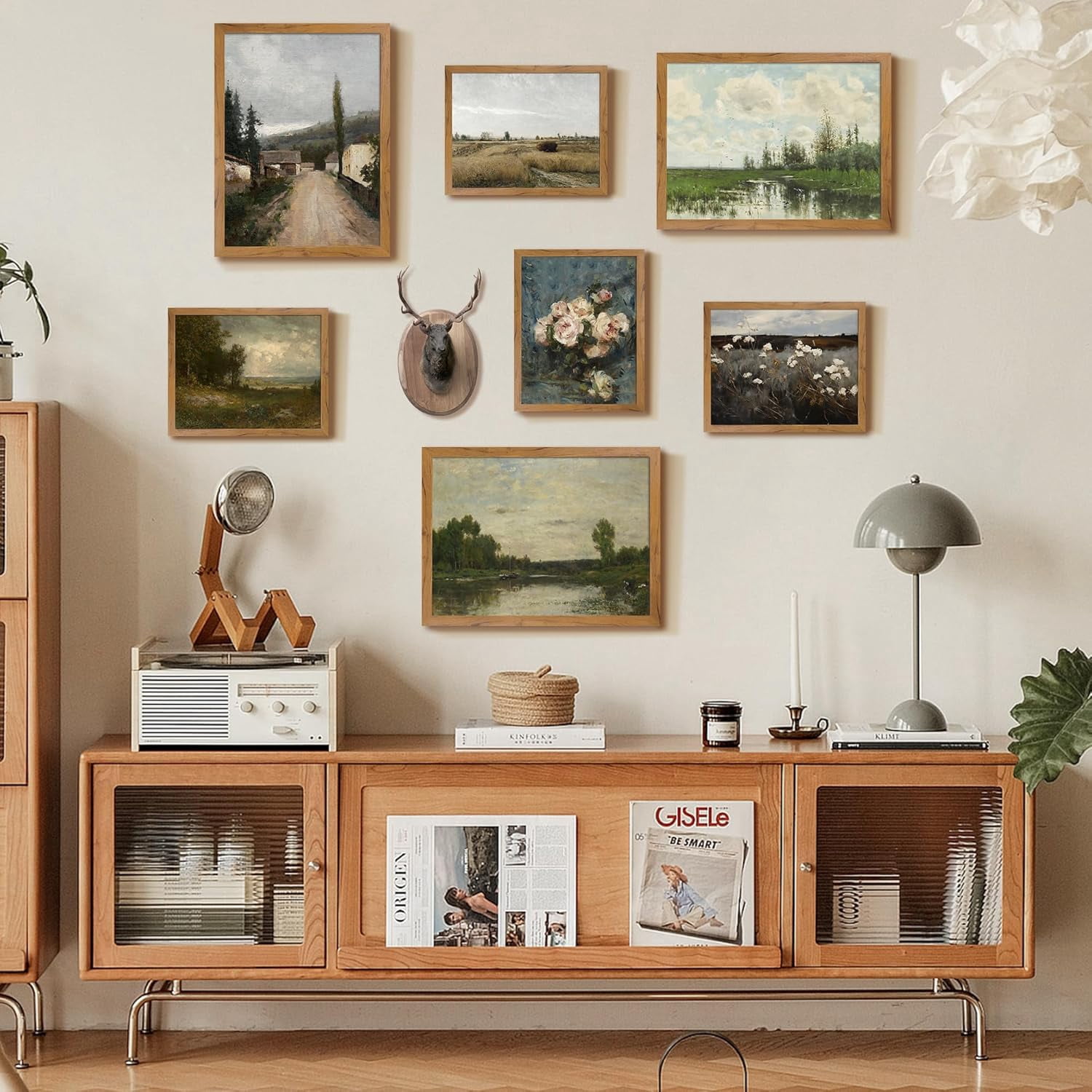 AEFER Unframed Wetland Wall Art Décor Green Weeds Birds Wall Painting ...