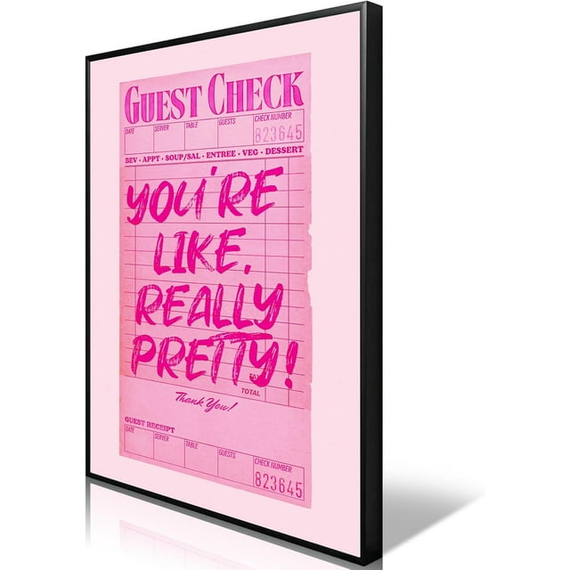AEFER Unframed Youre Like Really Pretty Canvas Wall Art, Pink Preppy ...