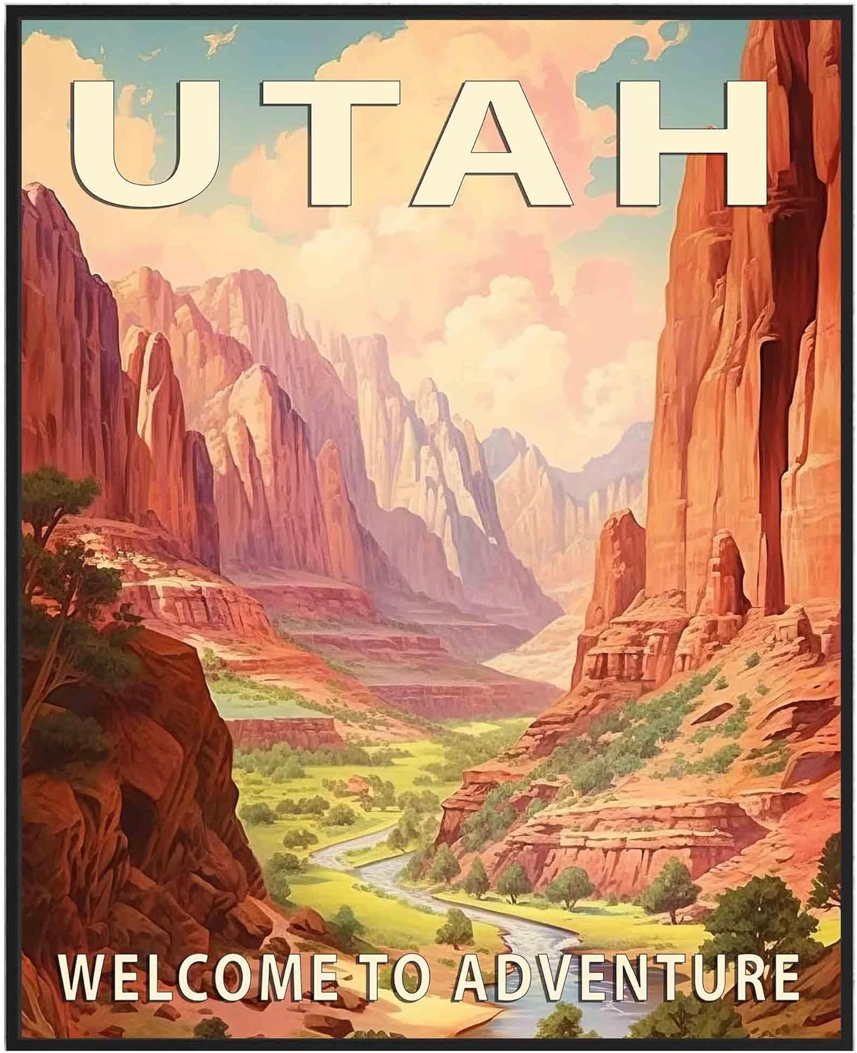 AEFER Utah Poster Art Print, Retro States Landscape Wall art Decor ...