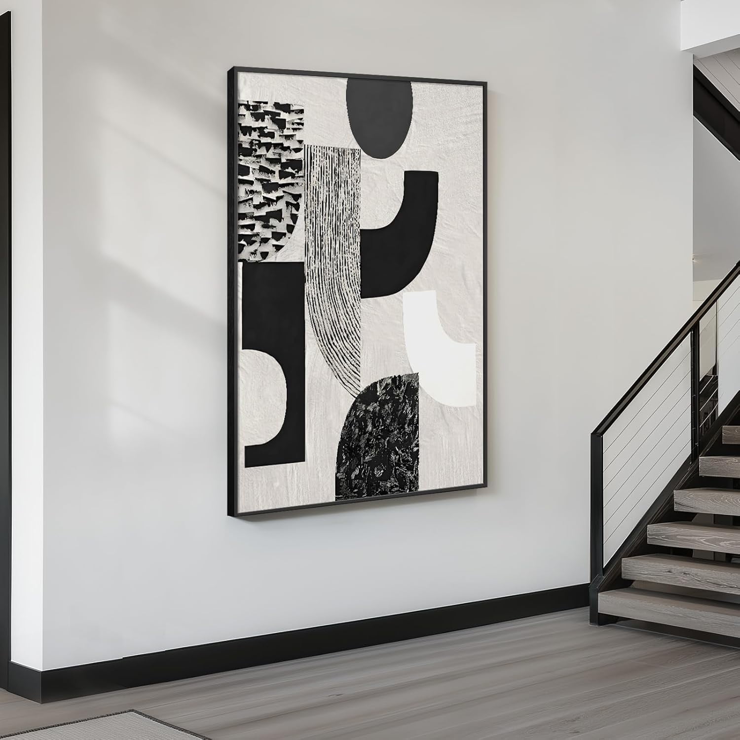 AEFER VAN GOGH ART Extra Large Unframe Black and White Abstract ...