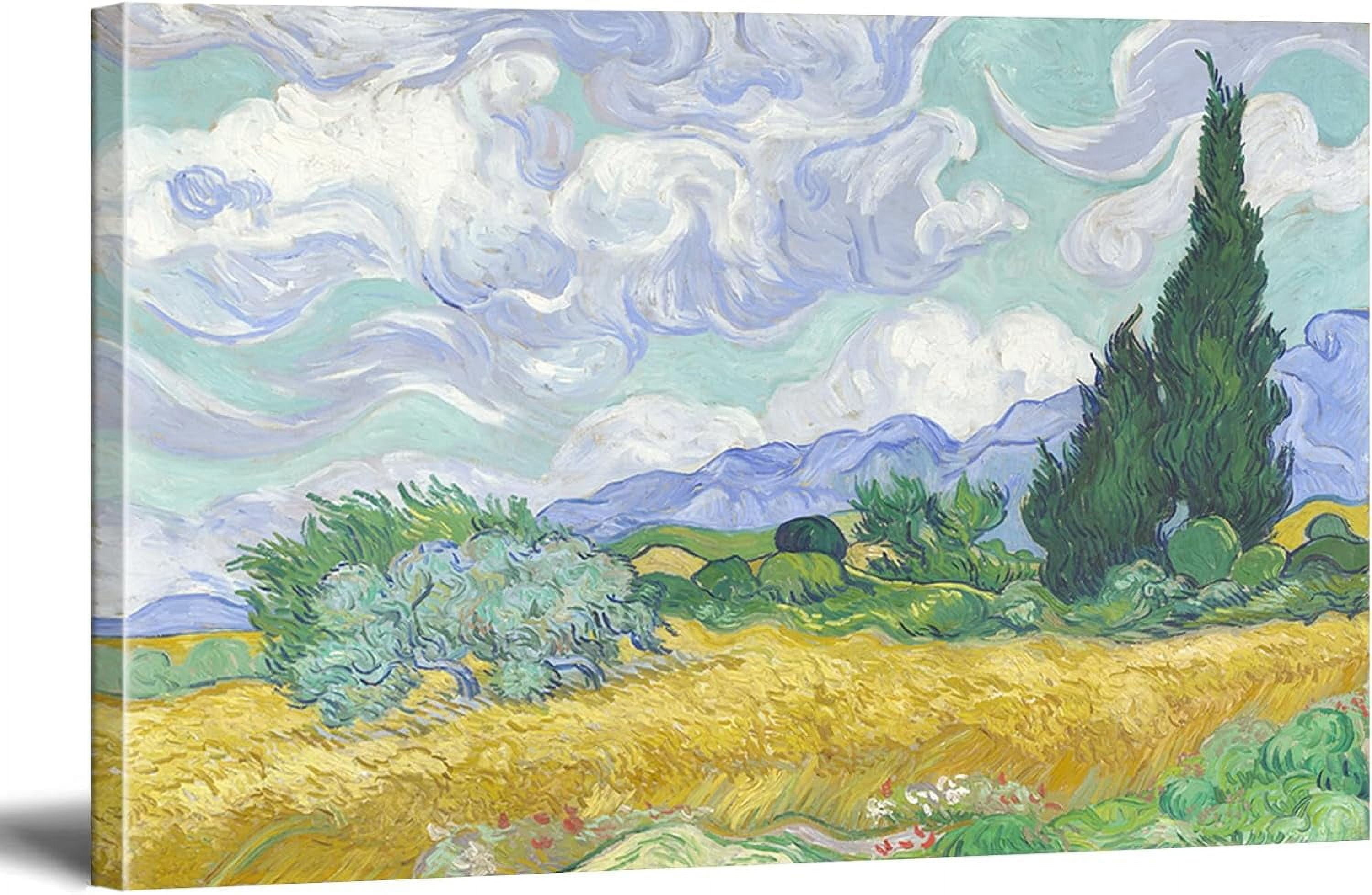 AEFER Van Gogh Canvas Wall Art-Wheatfield with Cypresses by Vincent Van ...