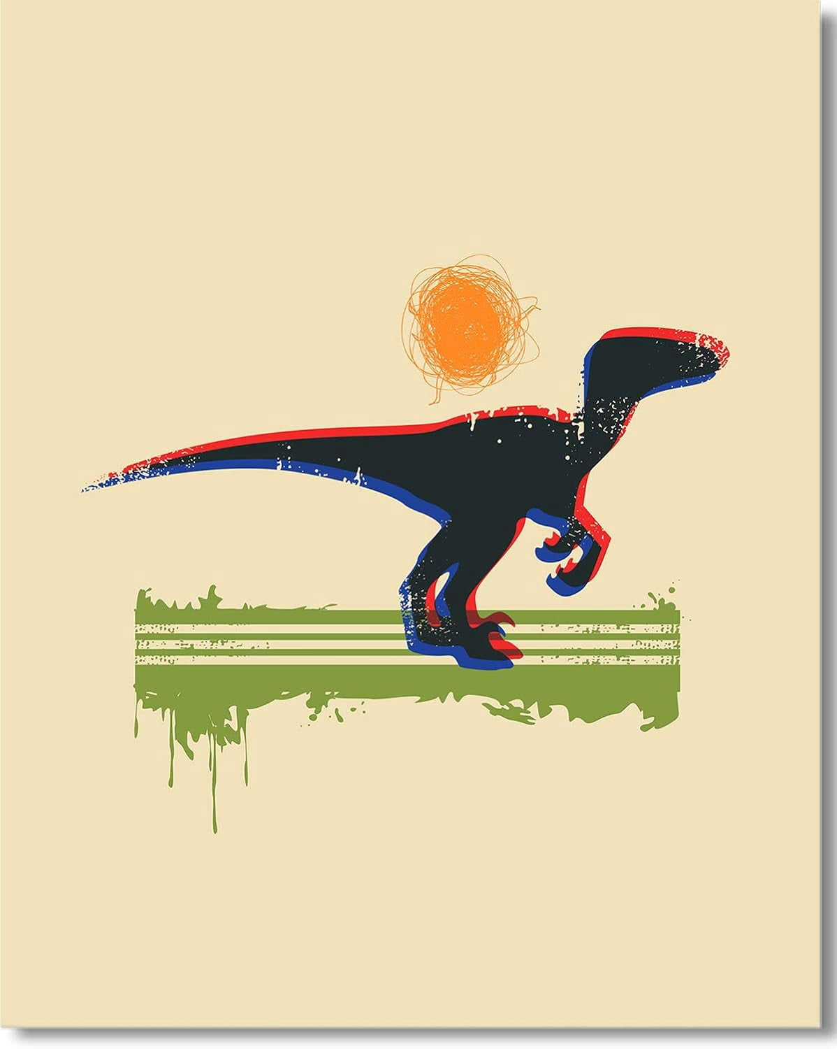 AEFER Velociraptor - Wall Decor Art Print on a offwhite background ...