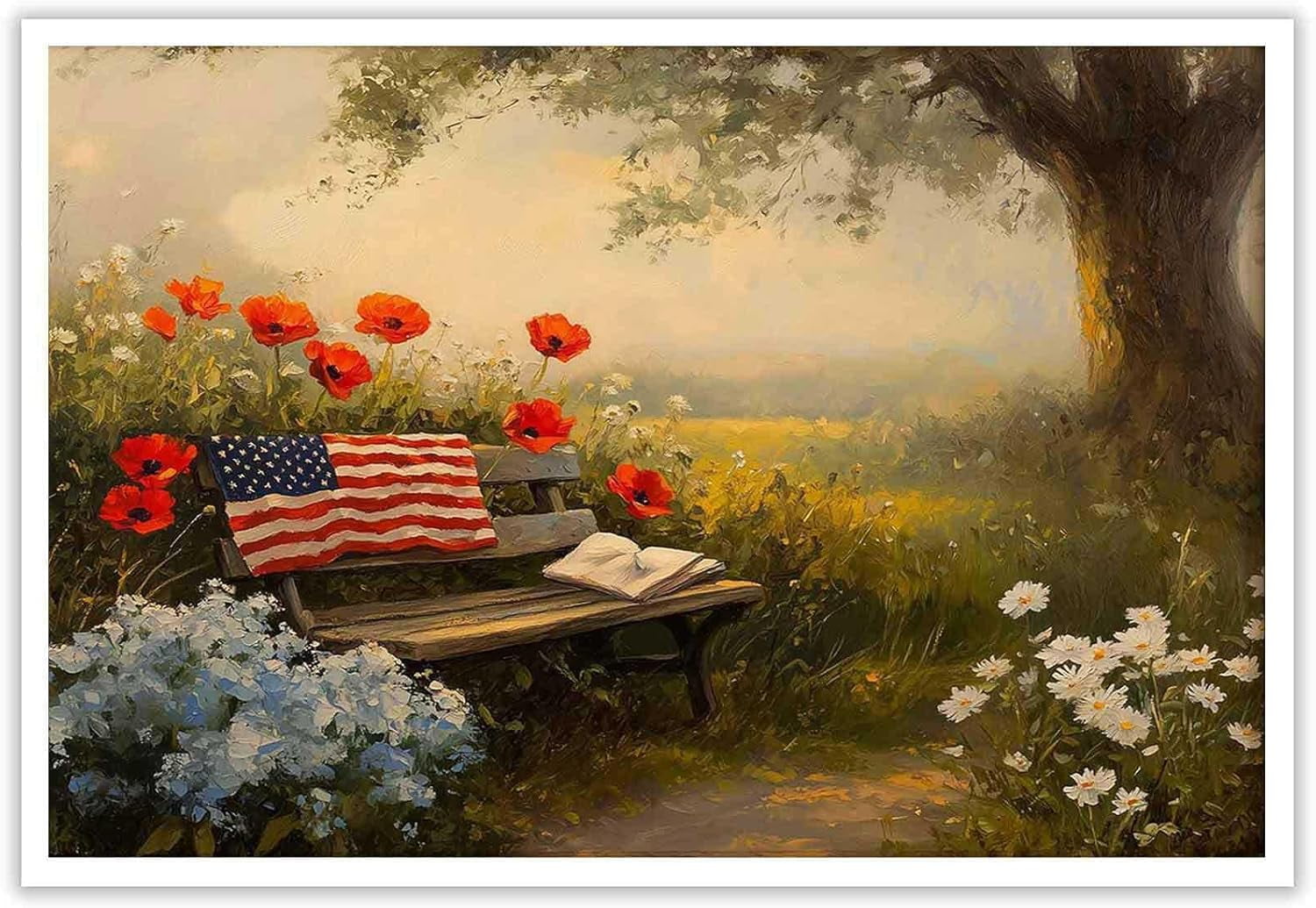 AEFER Vintage American Flag Lay On The Bench Posters Usa Independence ...