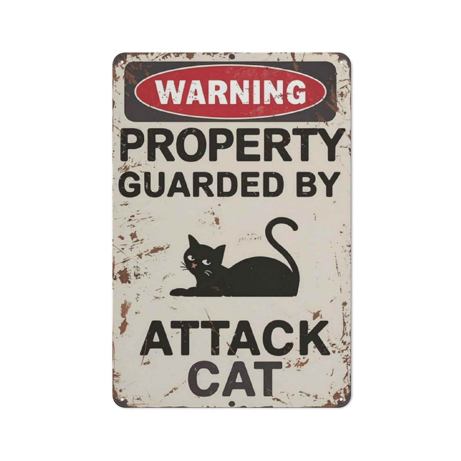 AEFER Vintage Attack Black Cat Warning Sign Metal Sign Retro Gift for ...