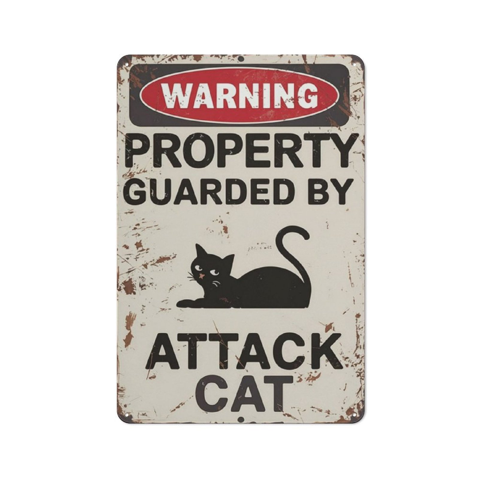 AEFER Vintage Attack Black Cat Warning Sign Metal Sign Retro Gift for ...