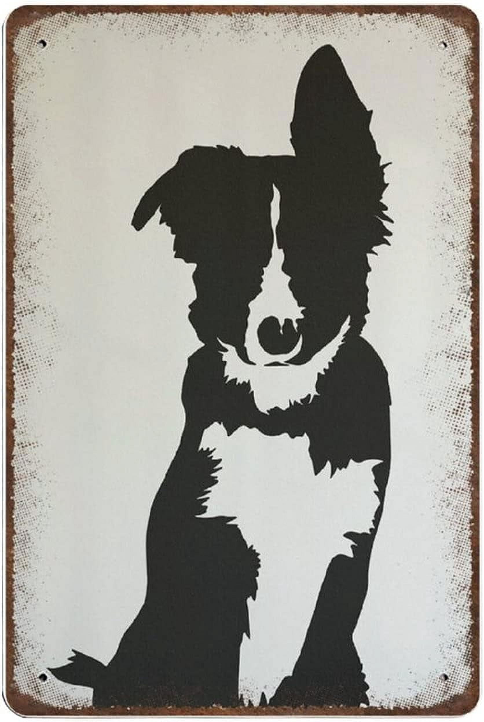 AEFER Vintage Border Collie Metal Tin Sign Retro Plaque Wall Decor For ...