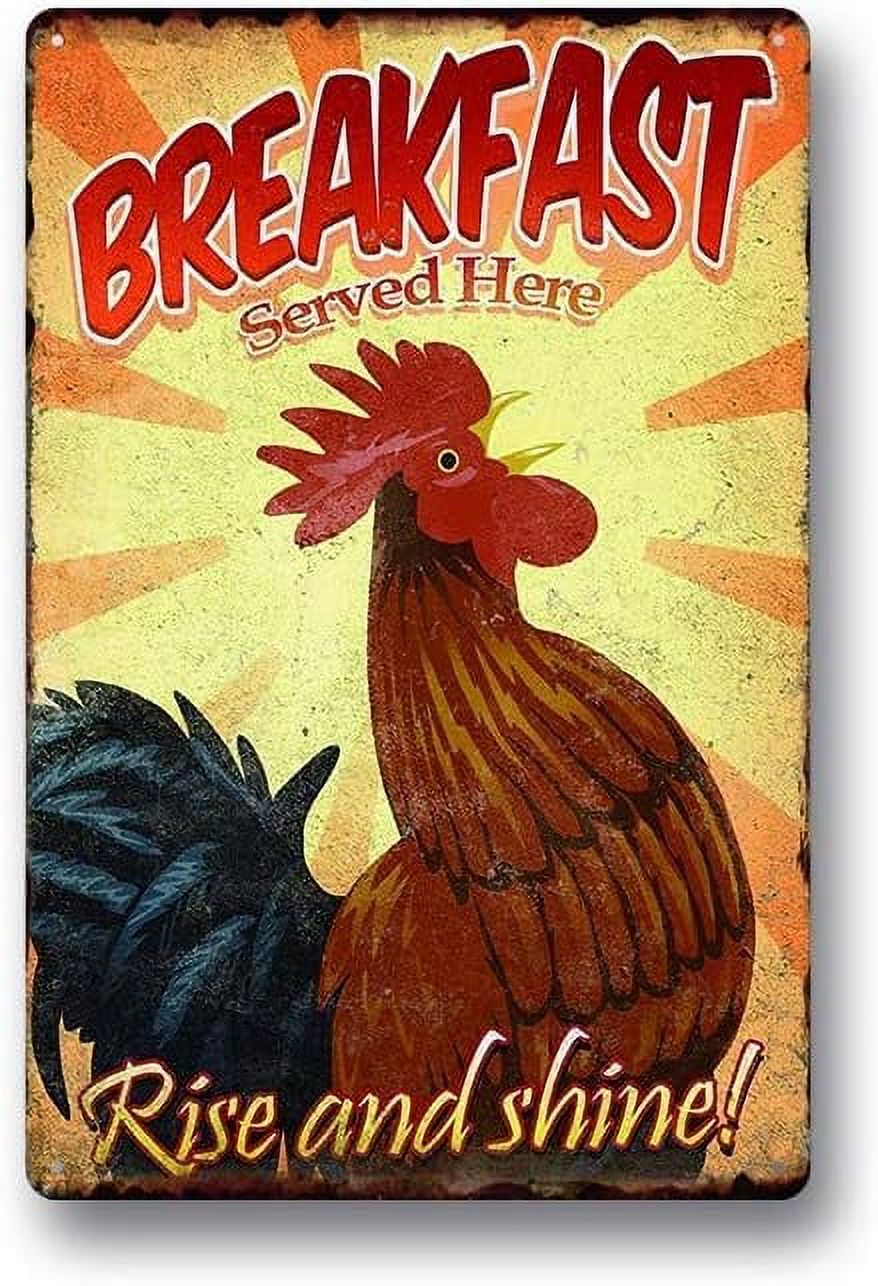 AEFER Vintage Breakfast Served Here Rise and Shine Chicken Rooster ...