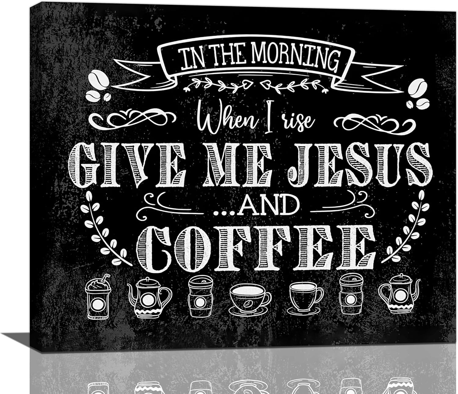 AEFER Vintage Coffee Kitchen Decor Wall Art Rustic Black And White ...