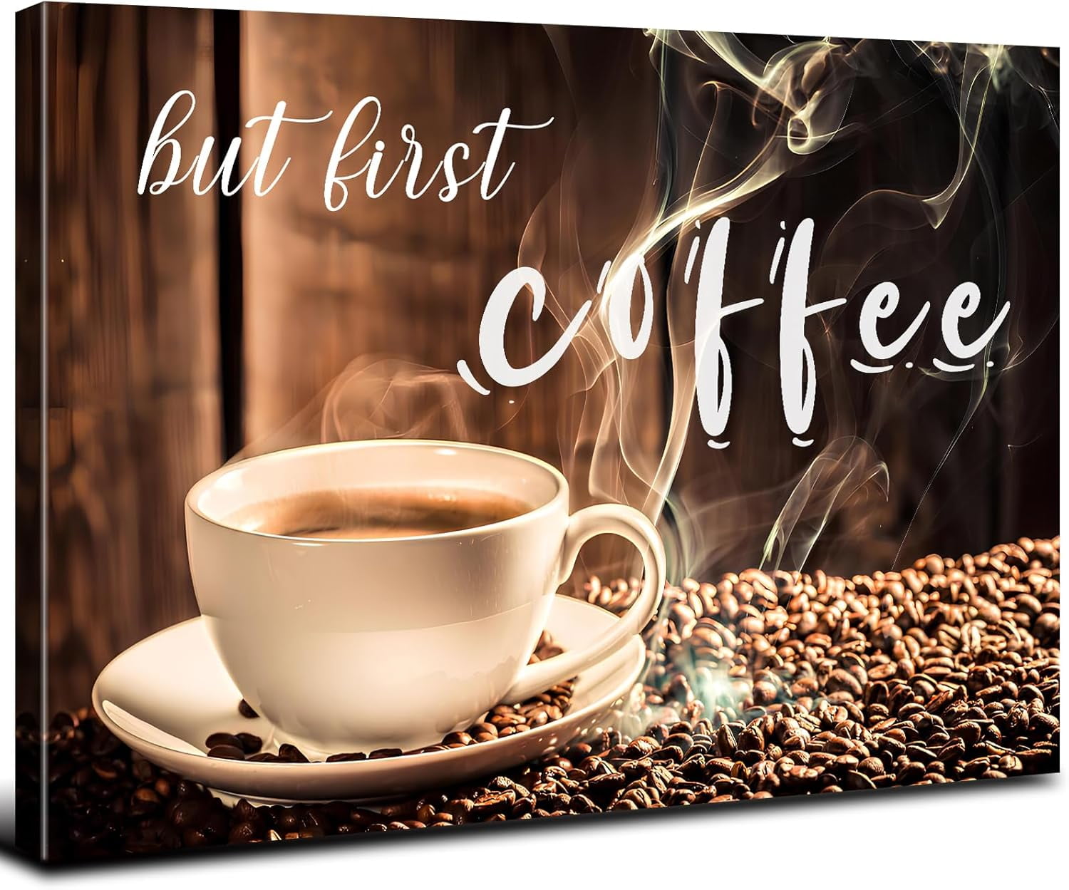 AEFER Vintage Coffee Wall Art Kitchen Wall Decor Rustic But First ...