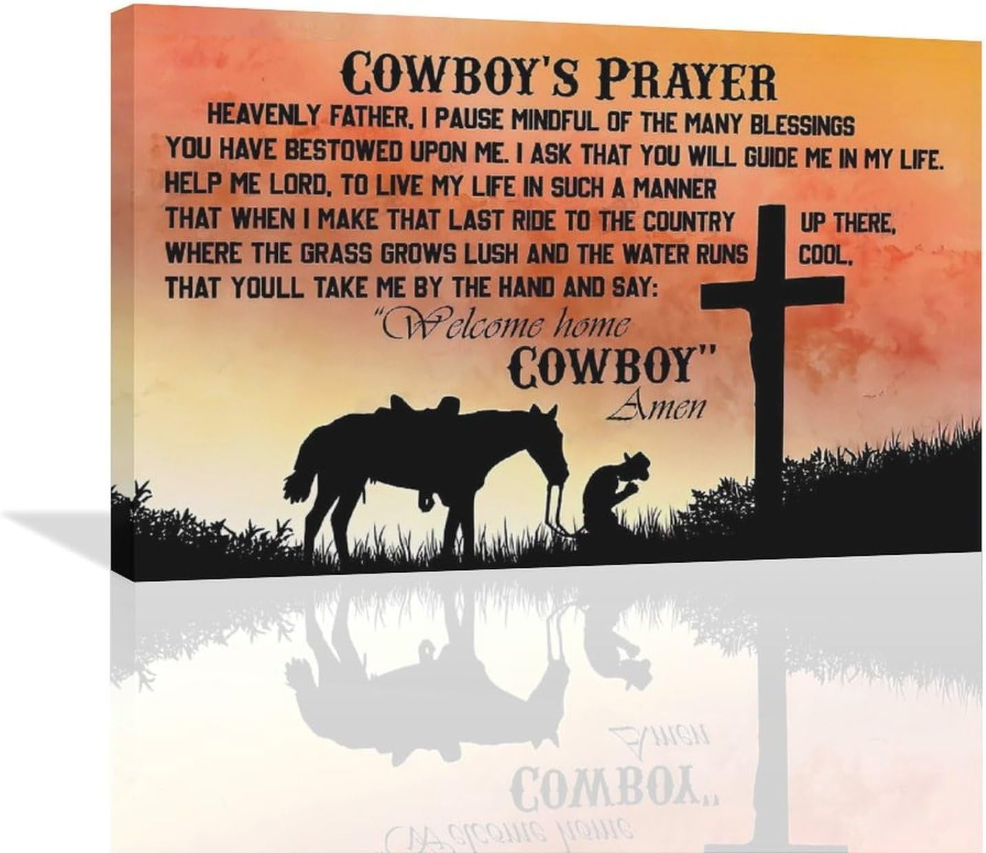 AEFER Vintage Cowboy Wall Art Western Cowboy Prayer Wall Decor ...