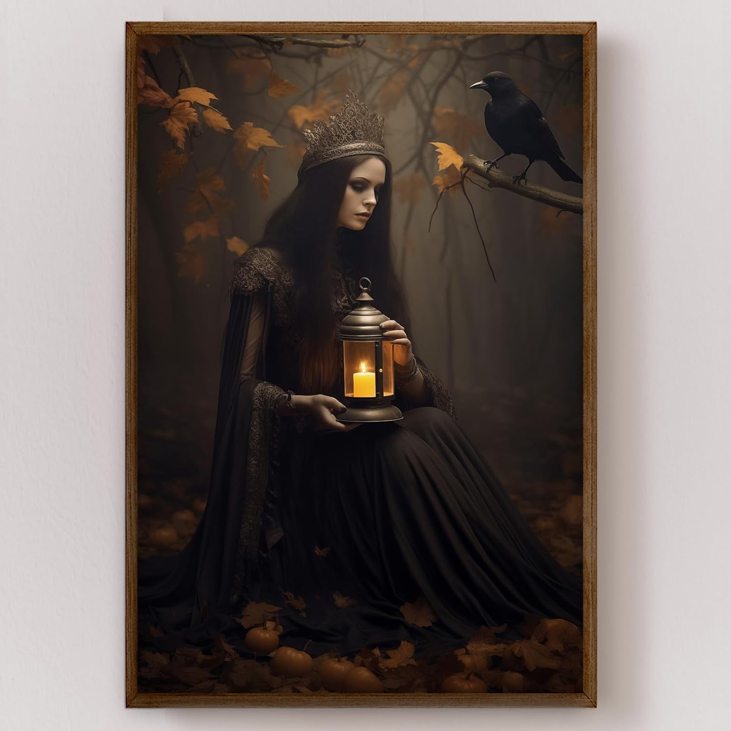 AEFER Vintage Crow Canvas Dark Gothic Wall Art Black Crow Pictures Dark ...