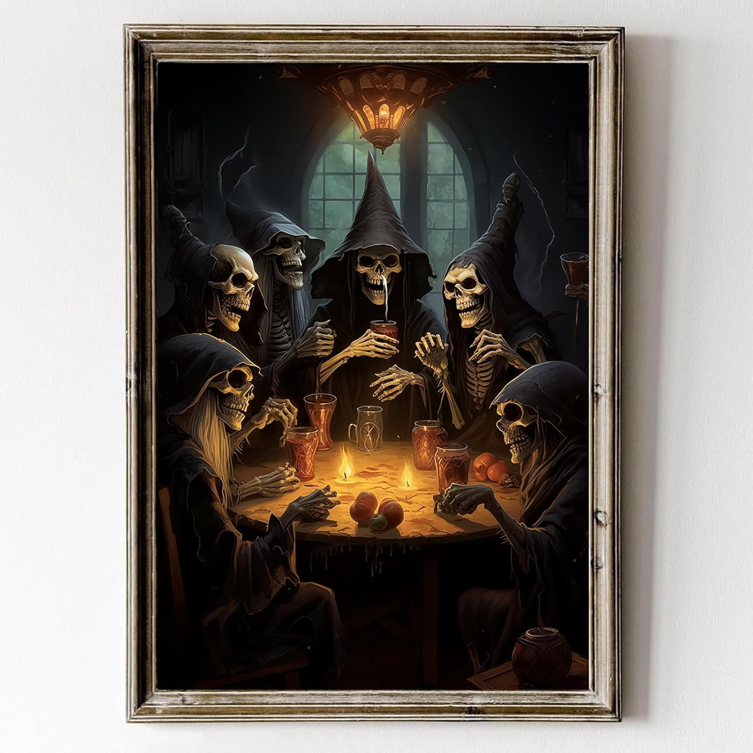 AEFER Vintage Dark Academia Wall Art Dark Skull Skeleton Painting ...