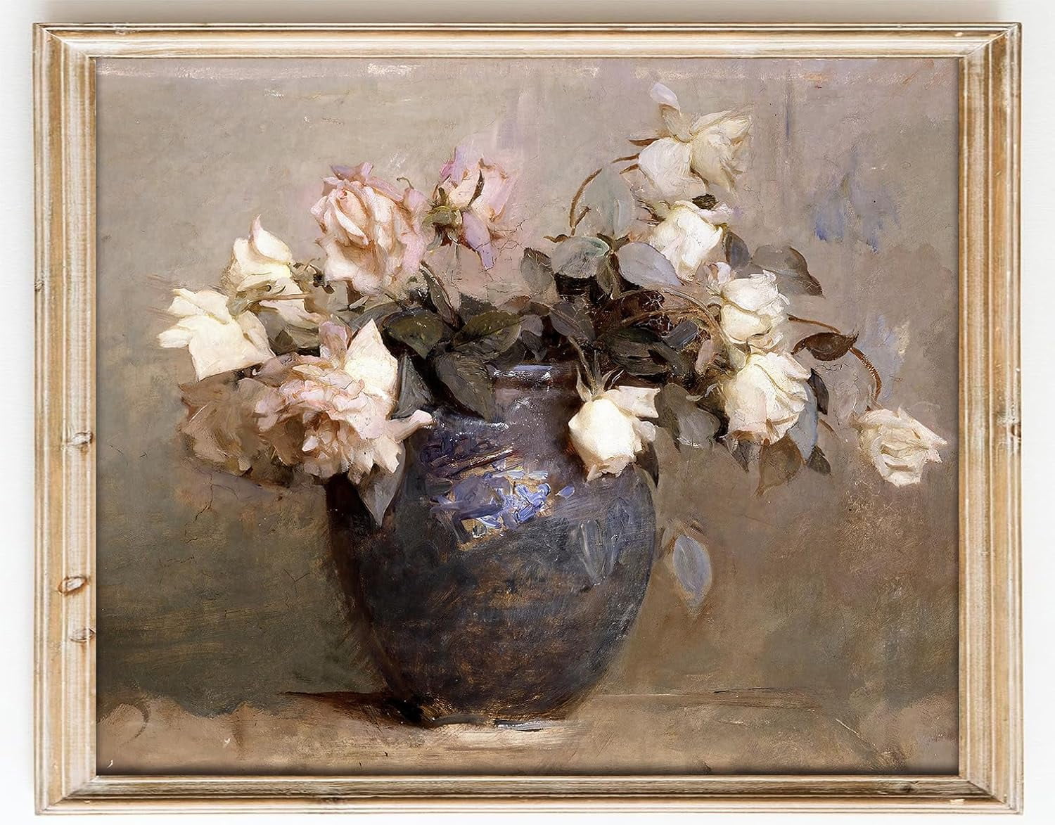 AEFER Vintage Floral Wall Art, Vintage Wall Decor Retro Rustic Pink ...