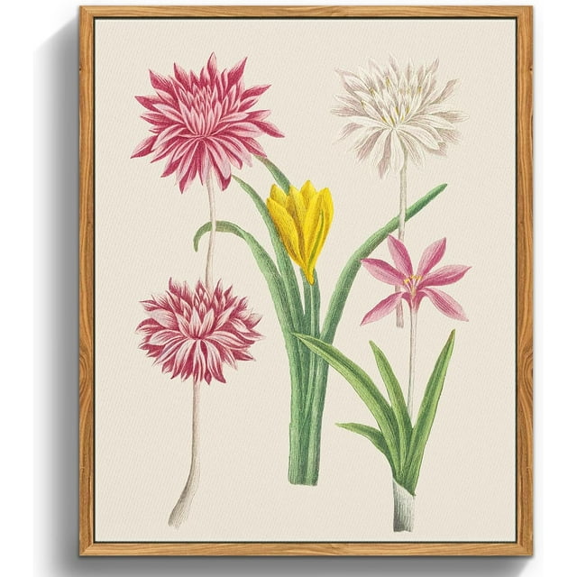 AEFER Vintage Framed Wall Art, Daffodils Floral Botanical Prints, Flower Market Neutral Canvas ...