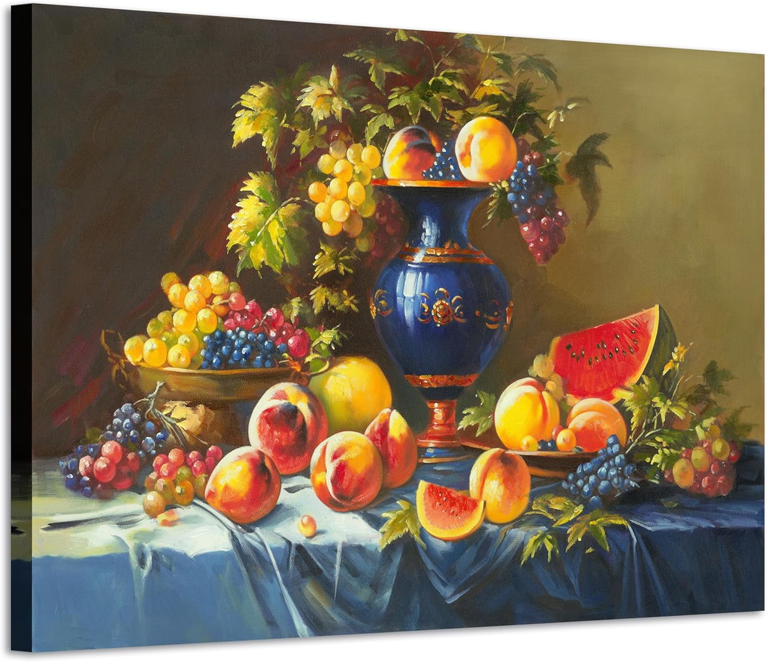 AEFER Vintage Fruit Canvas Wall Art - Colorful Peach Grape Picture ...