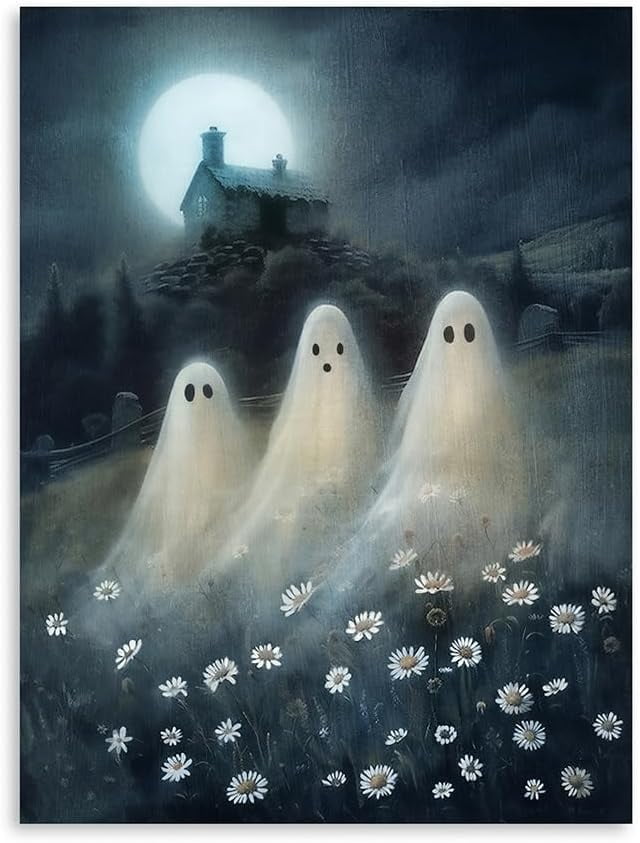 AEFER Vintage Ghost Wall Art Halloween Wall Decor Dark College Poster ...