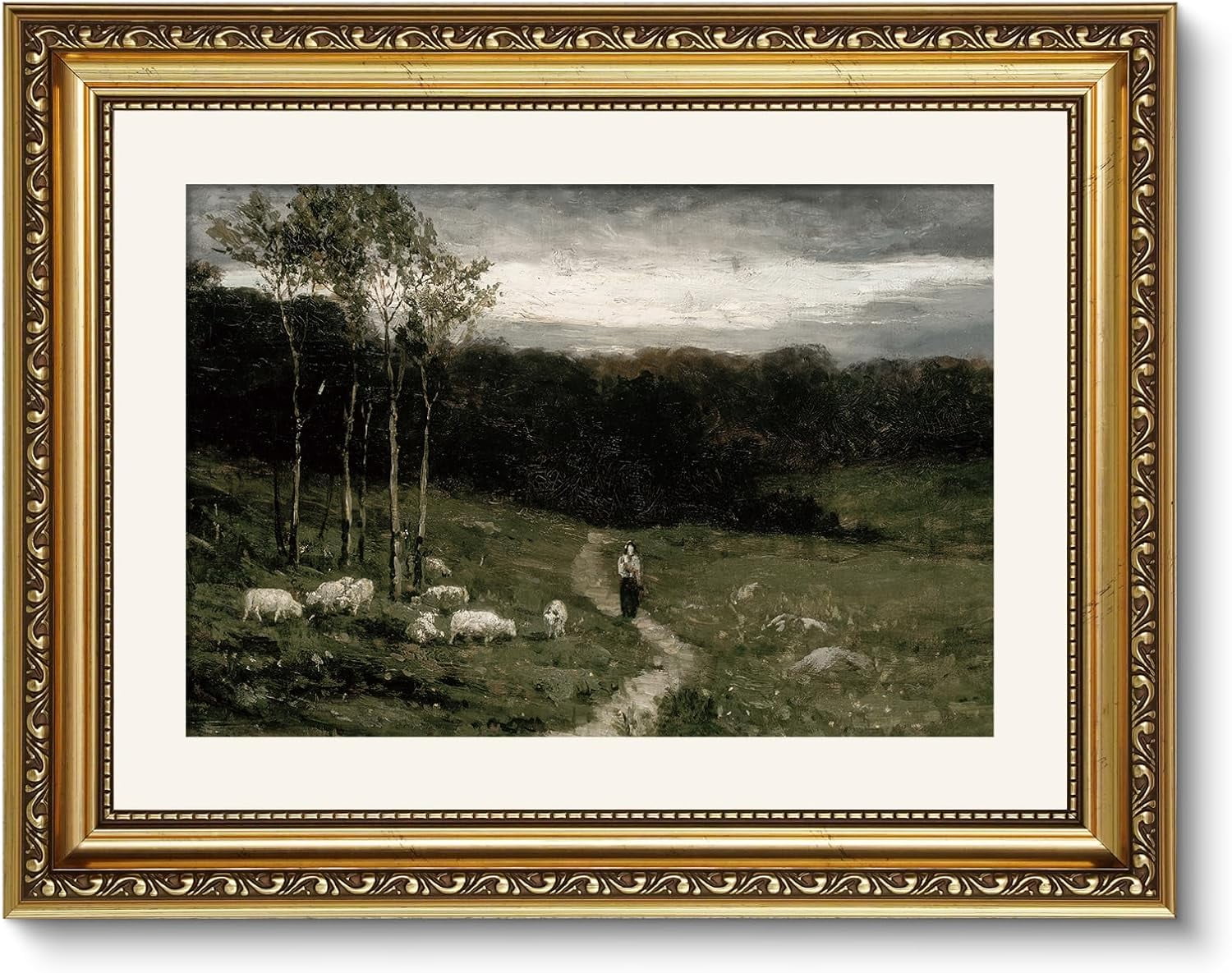 AEFER Vintage Gold Unframed Wall Art, Nature Scenery Path Retro ...