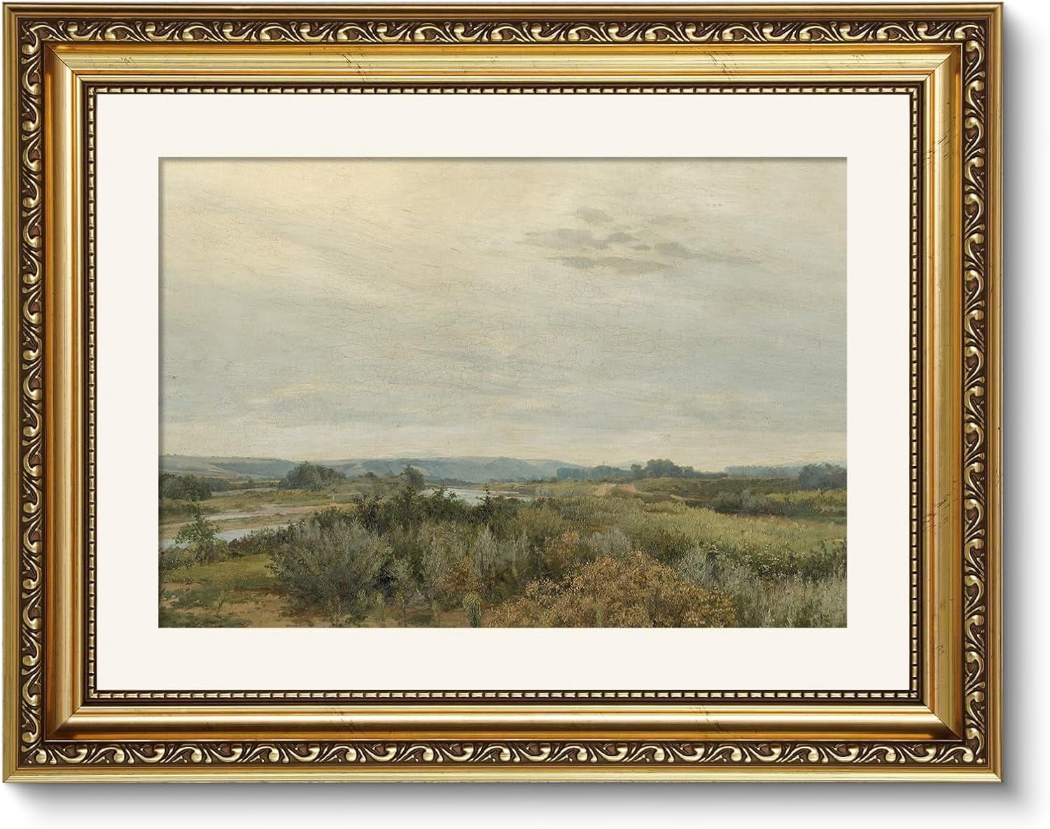 AEFER Vintage Gold Unframed Wall Art, Nature Trees Landscape Rivers ...