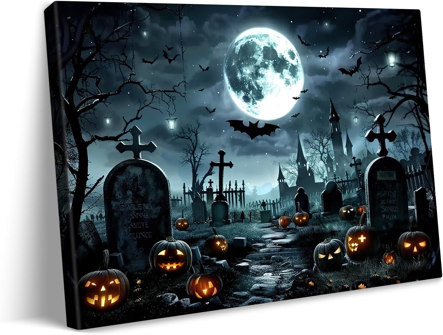 AEFER Vintage Gothic Halloween Canvas Wall Art Spooky Deserted Tomb ...
