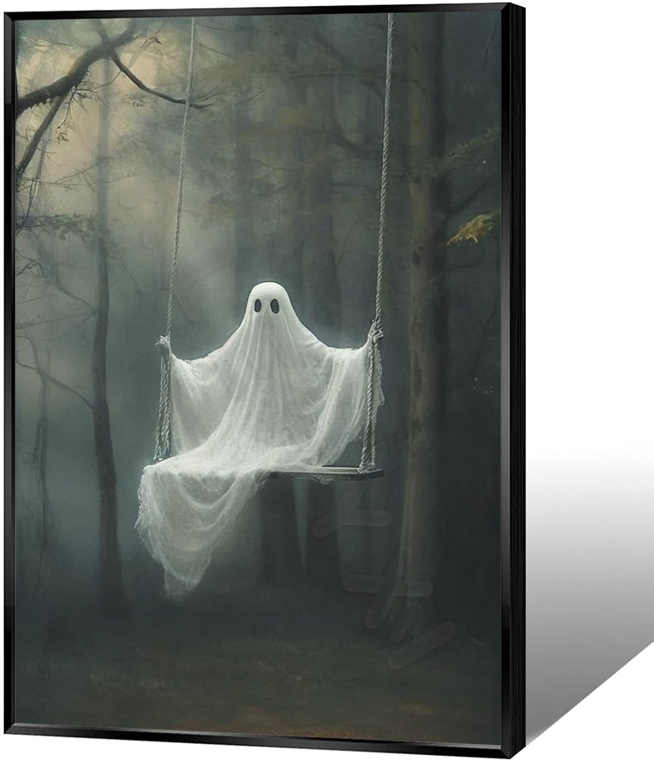 AEFER Vintage Halloween Canvas Wall Art Cute Ghosts Swing Funny Poster ...