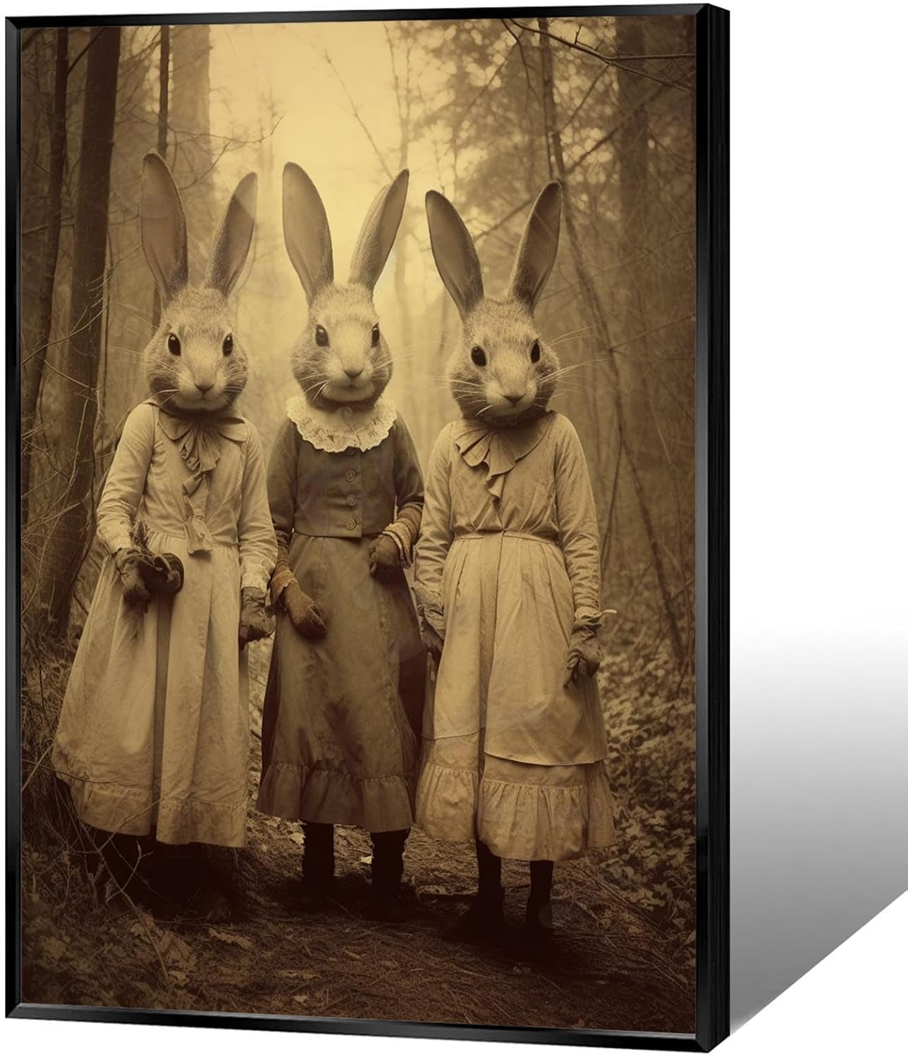 AEFER Vintage Horror Spooky Three Rabbits In Occult Forest Spooky ...