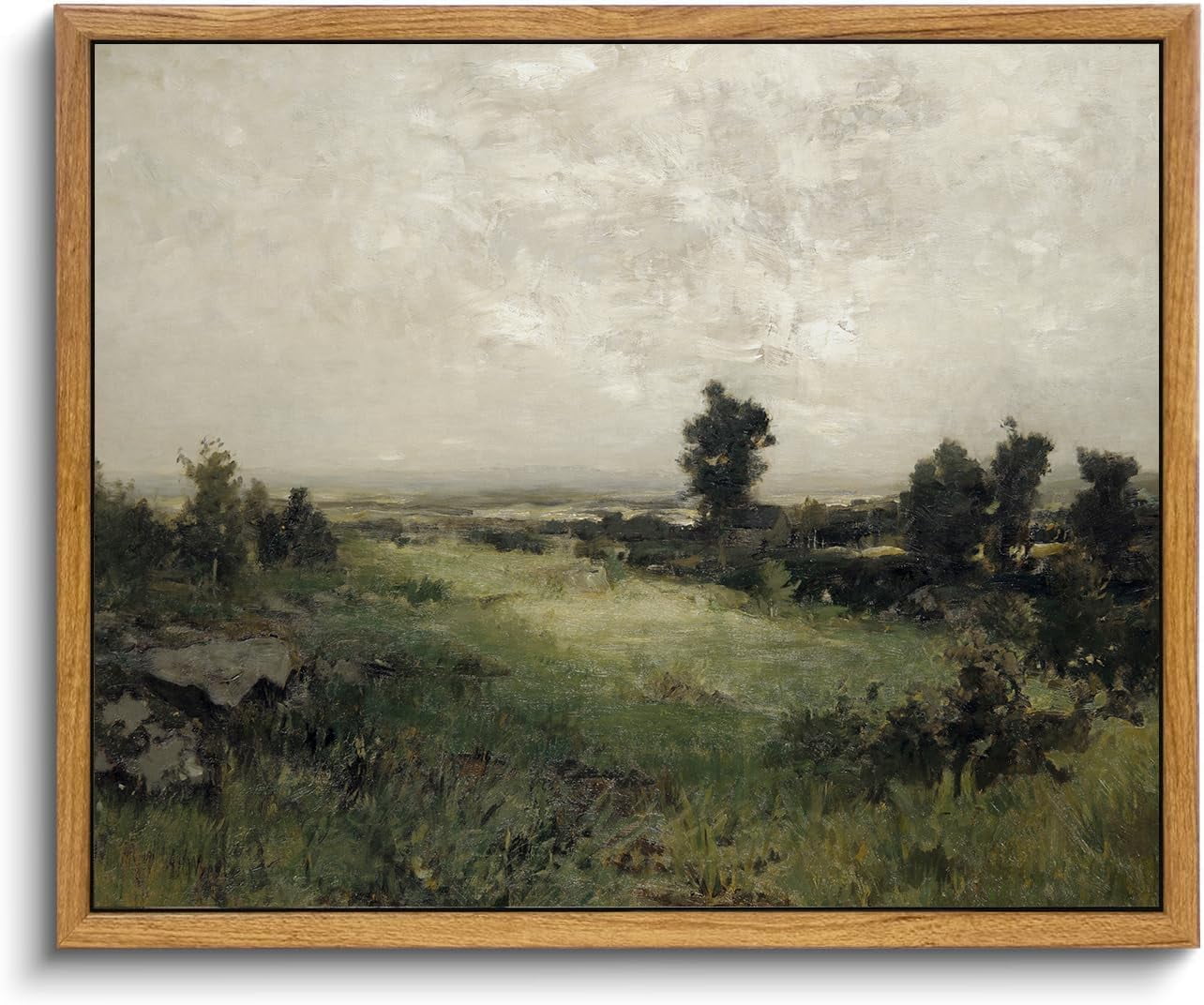 AEFER Vintage Landscape Wall Art Framed, Retro Muted Green Nature ...
