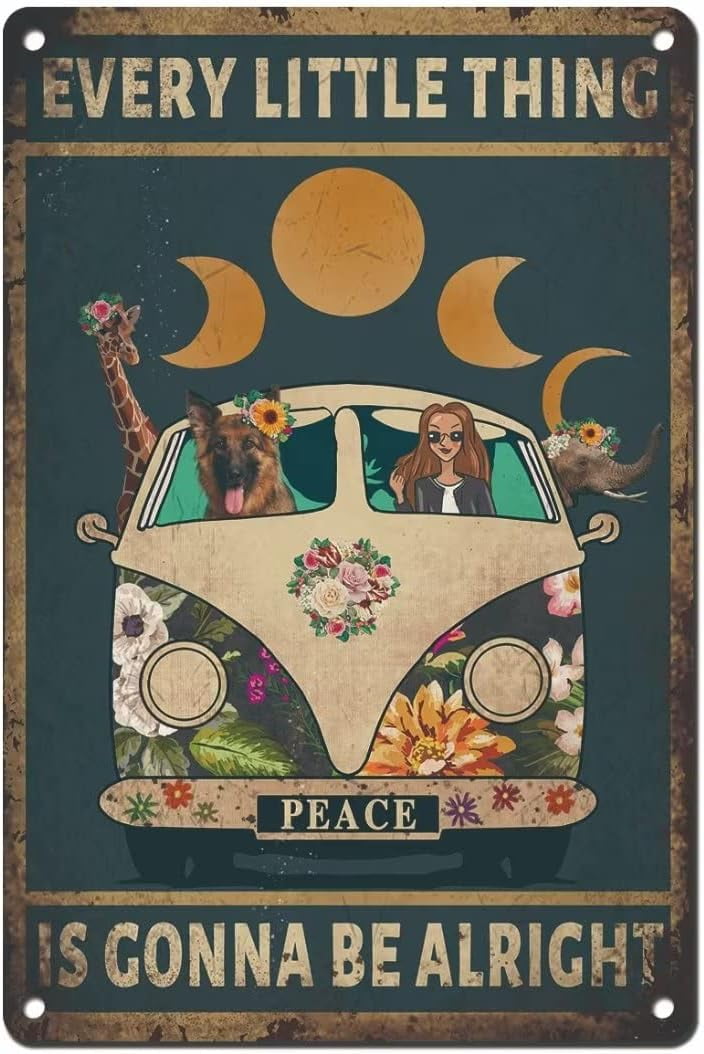 AEFER Vintage Metal Sign Hippie Room Decor Every Little Thing is Gonna ...