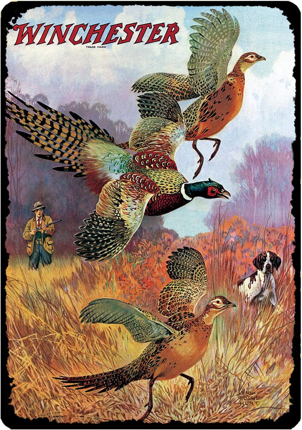 AEFER Vintage Metal Tin Sign Pheasants on The Rise Winchester Firearm ...