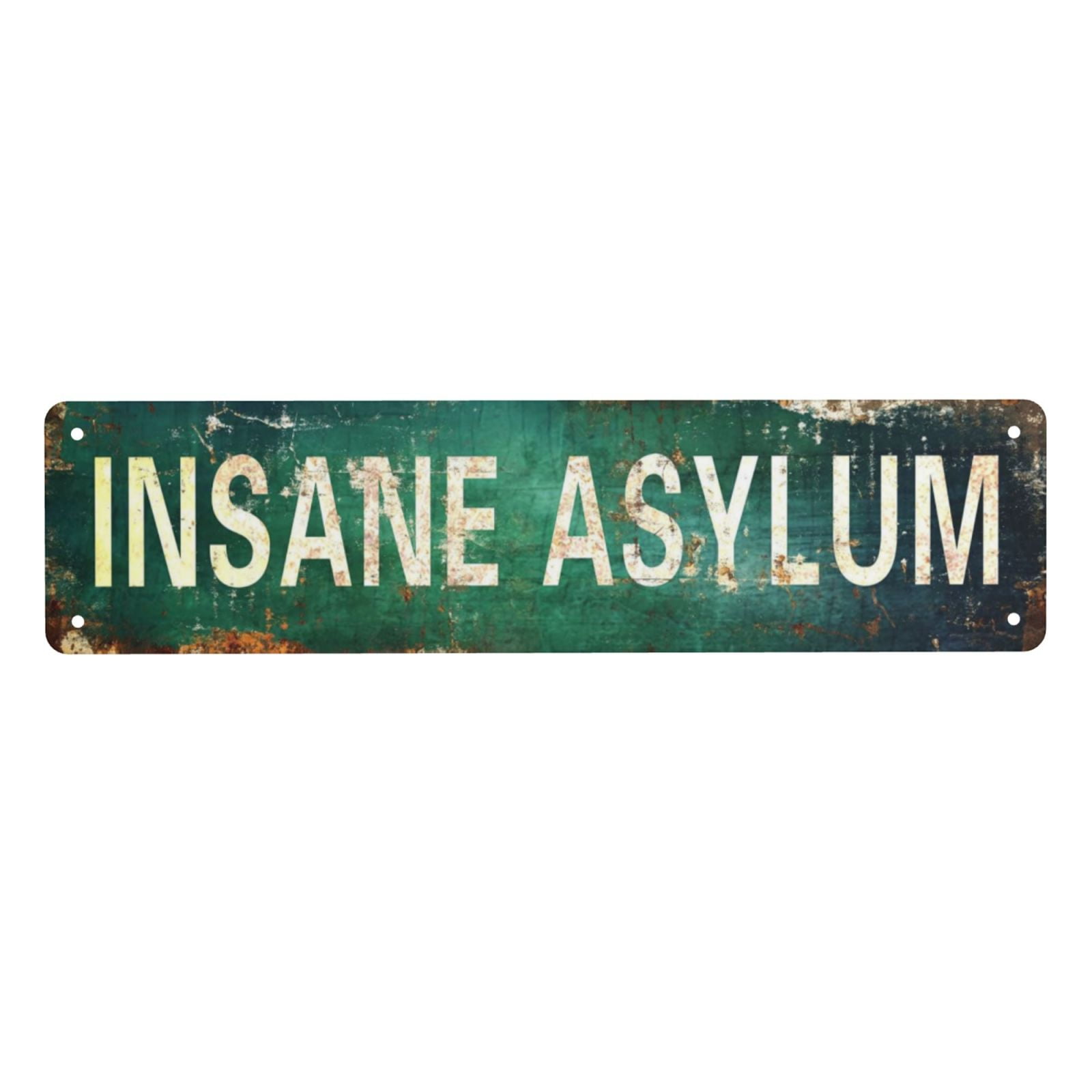 AEFER Vintage Metal Tin Sign Retro Insane Asylum Signs Stylish Wall Art ...