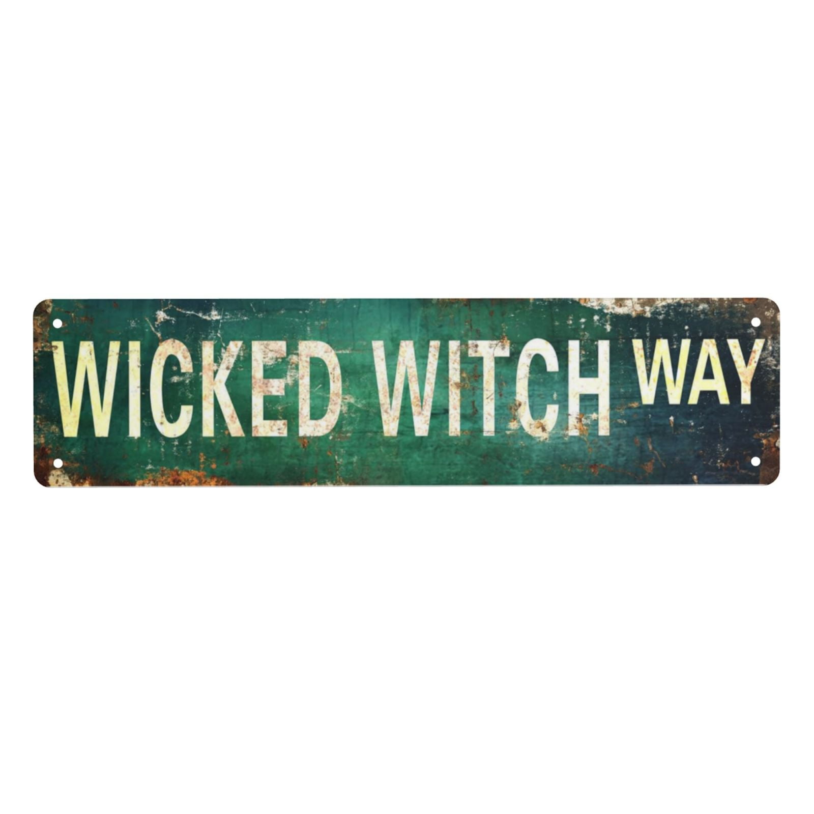 AEFER Vintage Metal Tin Sign Retro Wicked Witch Way Signs Stylish Wall ...