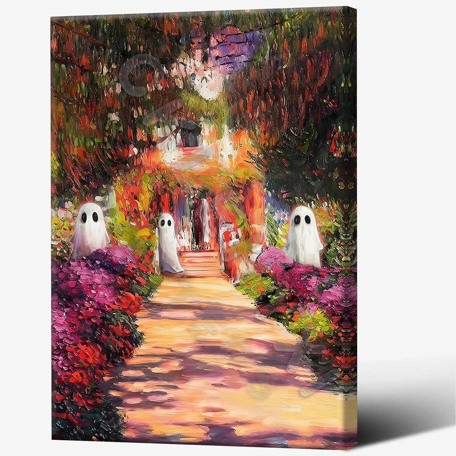 AEFER Vintage Monet Garden Halloween Wall Decor Three Cute Ghosts ...