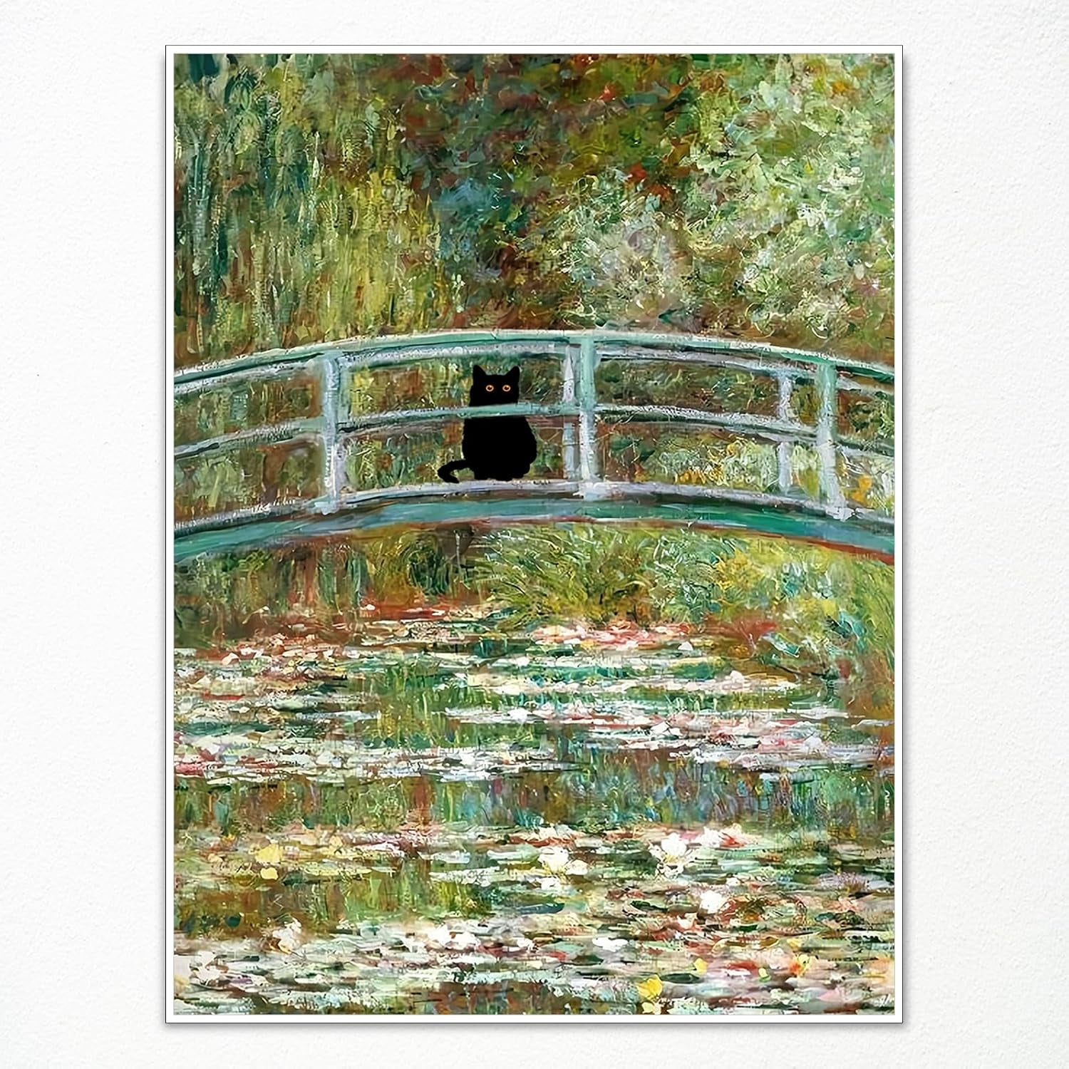 AEFER Vintage Monet Waterlily Cat Canvas Wall Art Famous Oil Paintings ...